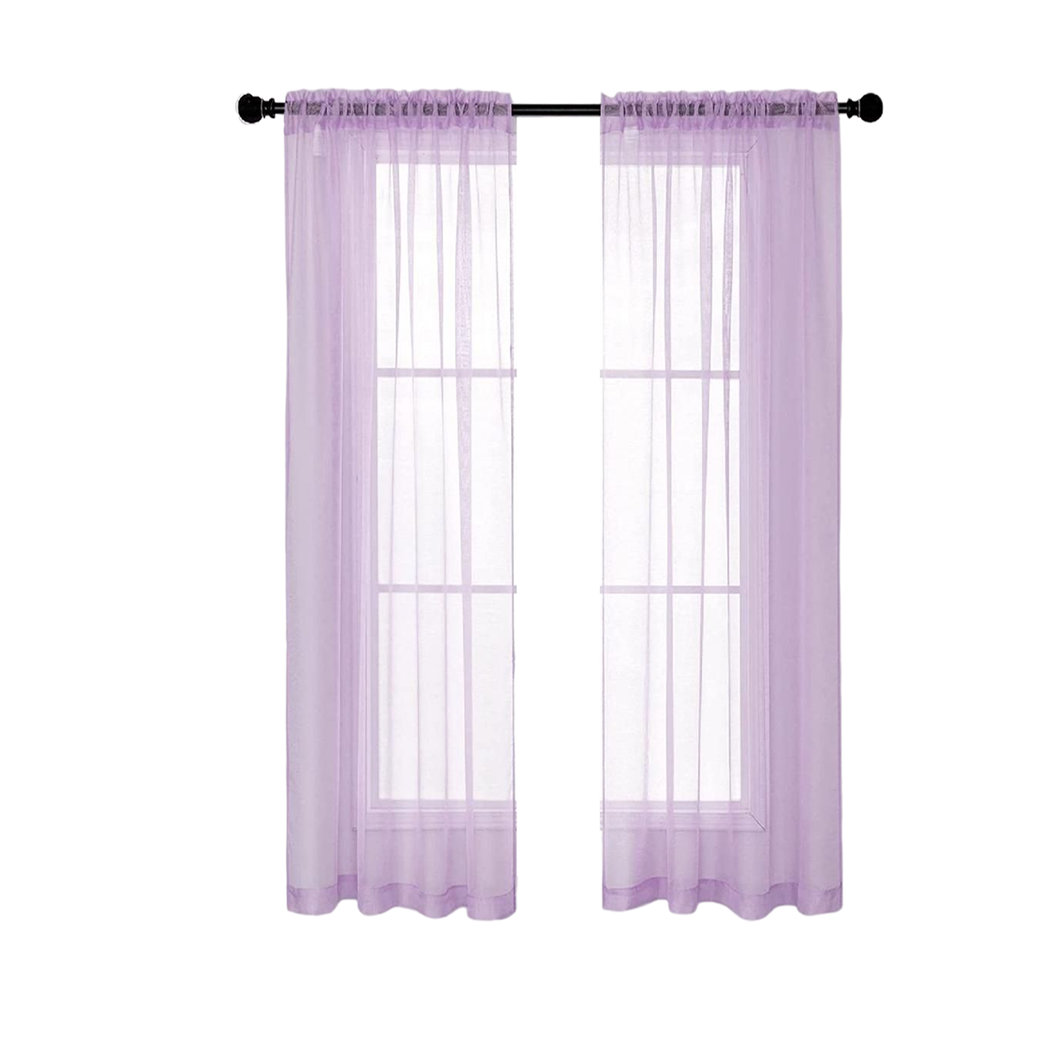 Gracie Oaks Mashay Solid Color Sheer Rod Pocket Curtain Panels | Wayfair