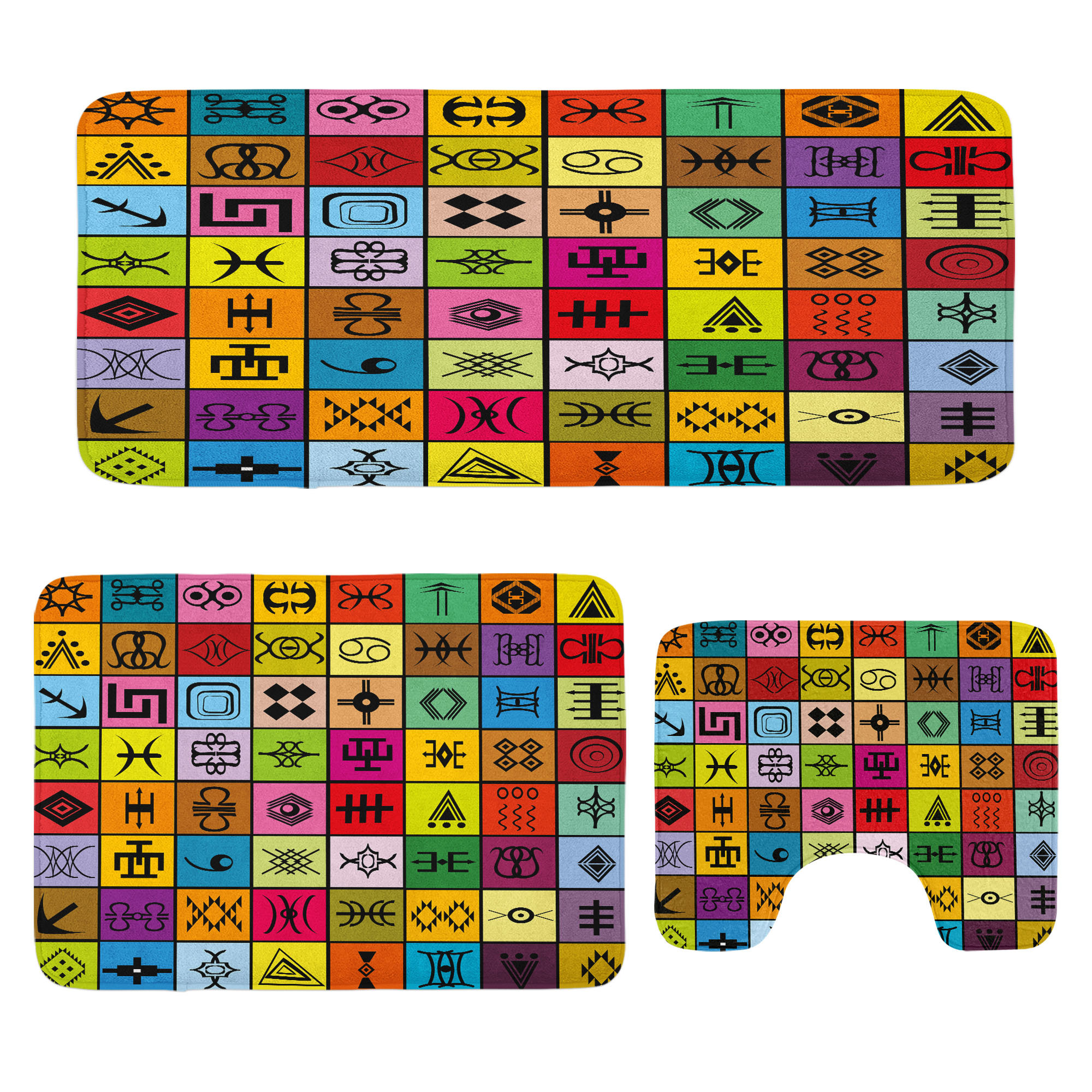 Dakota Fields Tribal Bathroom Rug Set 3 Pieces U-Shape & Rectangle Mats ...