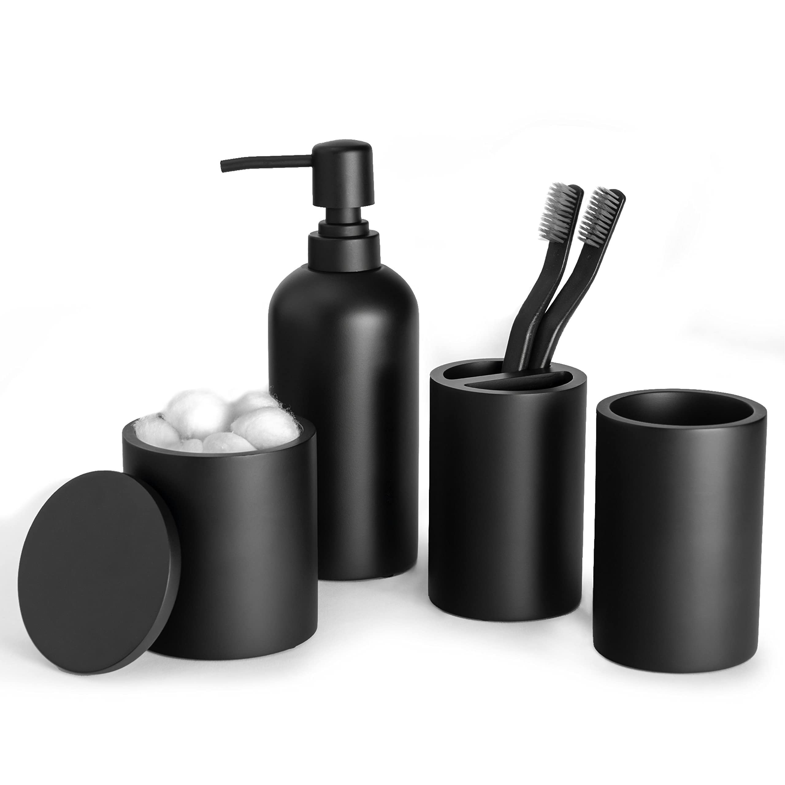 Latitude Run® Matte Black Bathroom Accessories Set 4 Piece, Modern ...