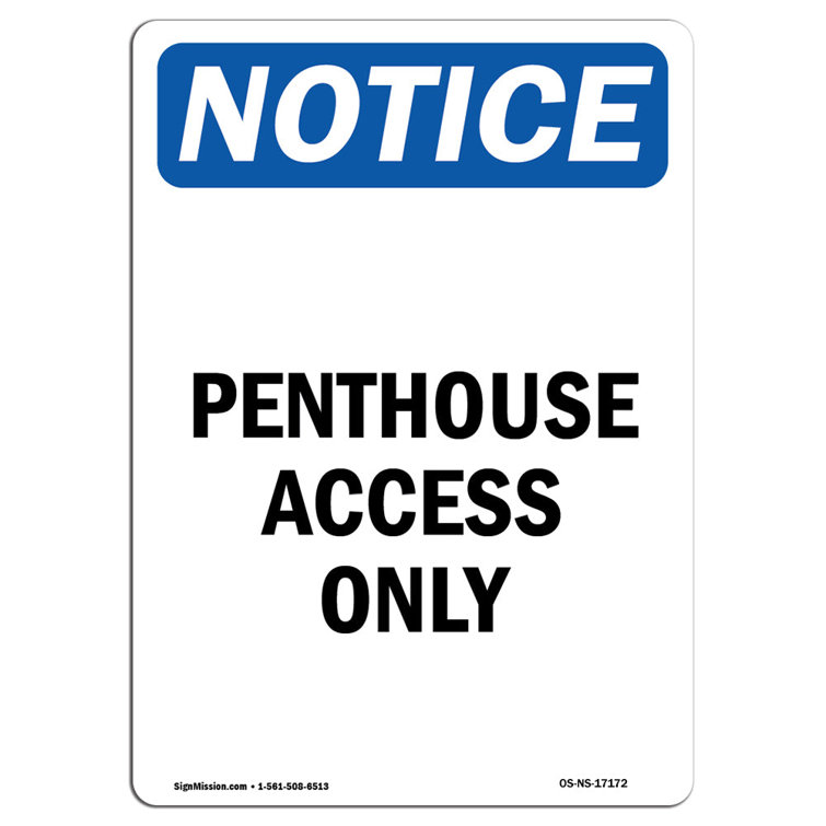 SignMission Penthouse Access Only Sign | Wayfair