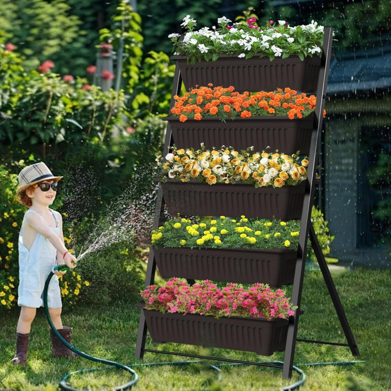 Arlmont & Co. 5 Tiers Vertical Raised Garden Bed-Metal Elevated Herb ...