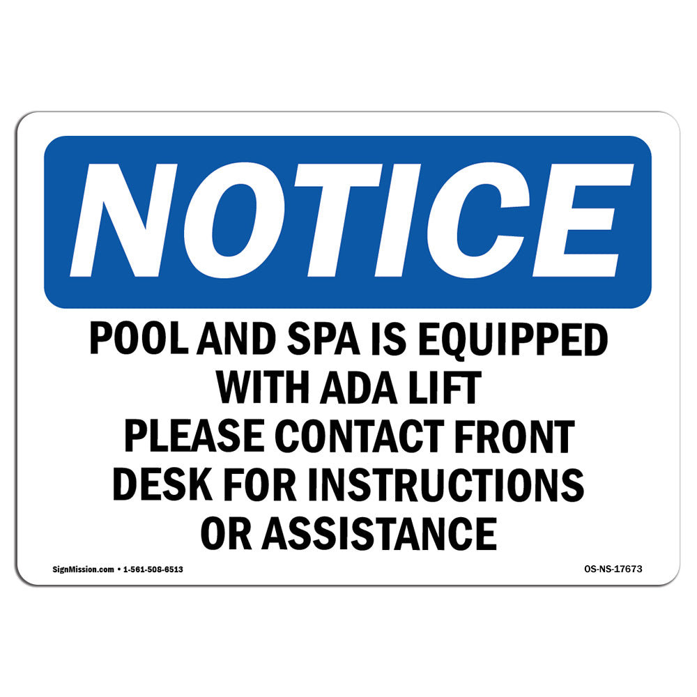 SignMission Pool and SpaIs Equipped with ADA Lift Please Sign | Wayfair