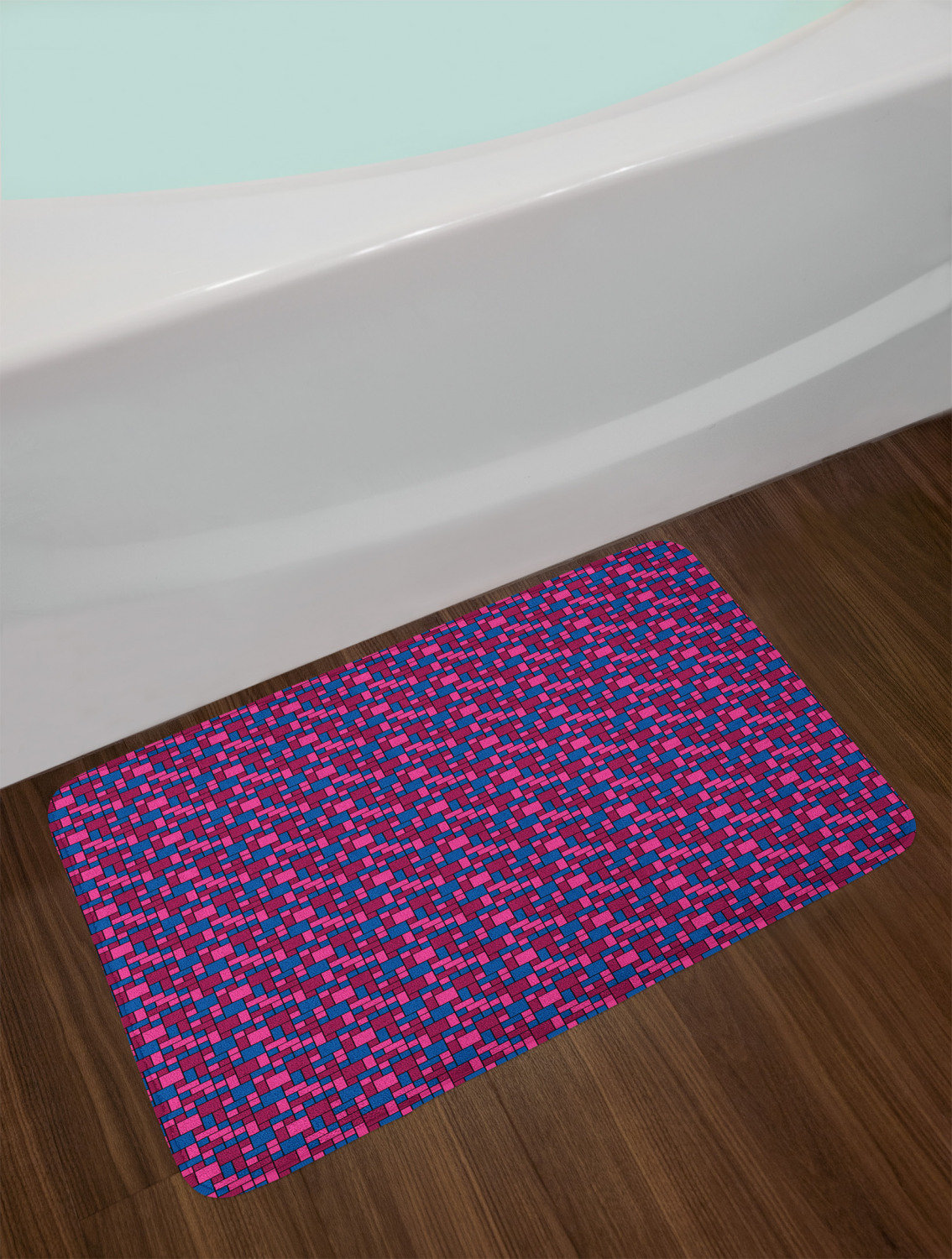East Urban Home Funky Grid Groovy Rhythmic Cube Motifs Bath Rug | Wayfair