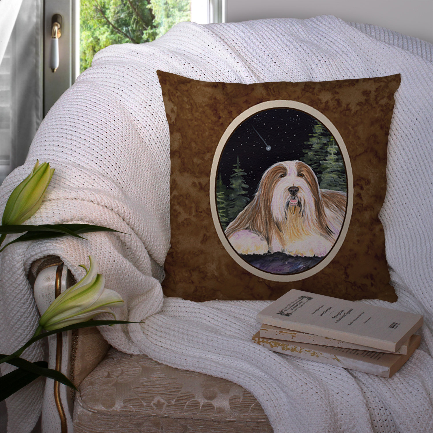 Caroline's Treasures Starry Night Bearded Collie Indoor/Outdoor Throw ...