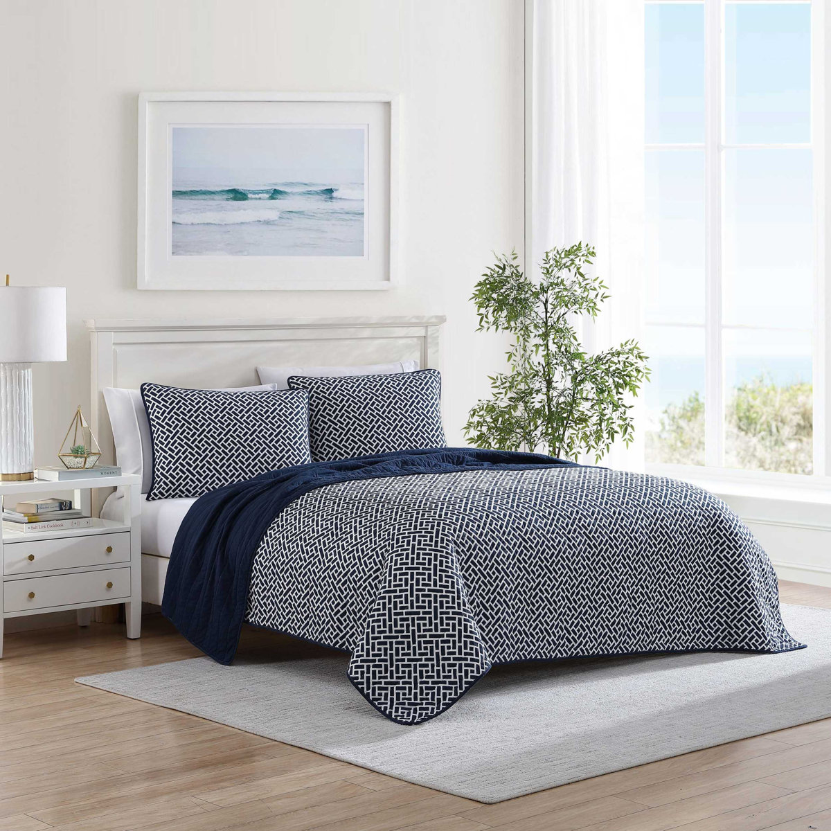 Nautica Lockridge Cotton Reversible Navy Quilt Set | Wayfair