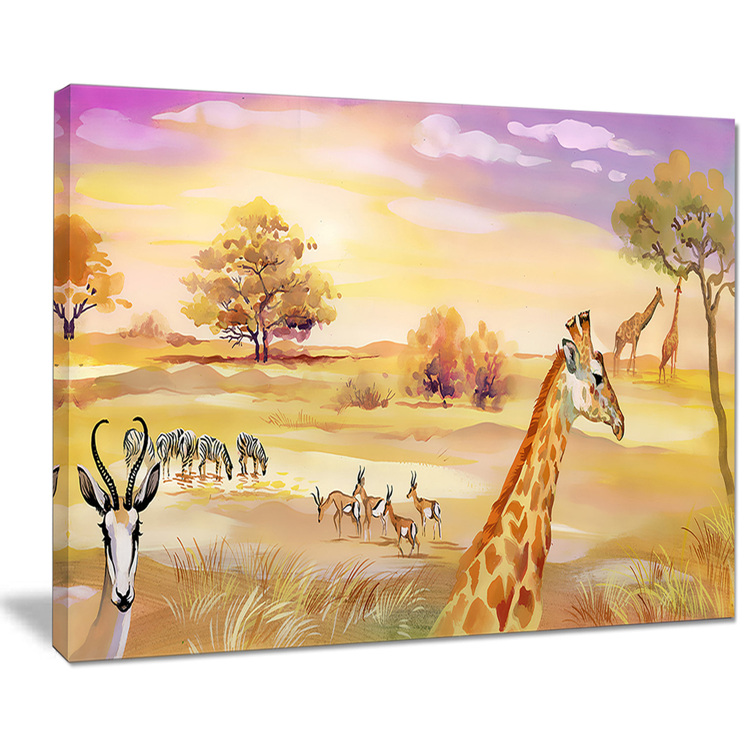 Design Art Wildlife of Savannah Illustration - Wrapped Canvas Graphic ...