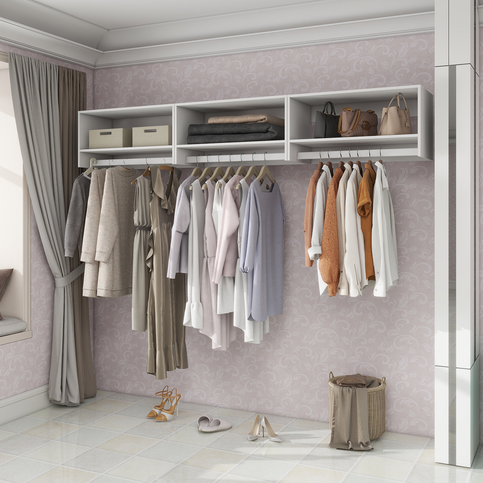 Latitude Run® White Closet Organizer System with 3 Modular Units | Wayfair