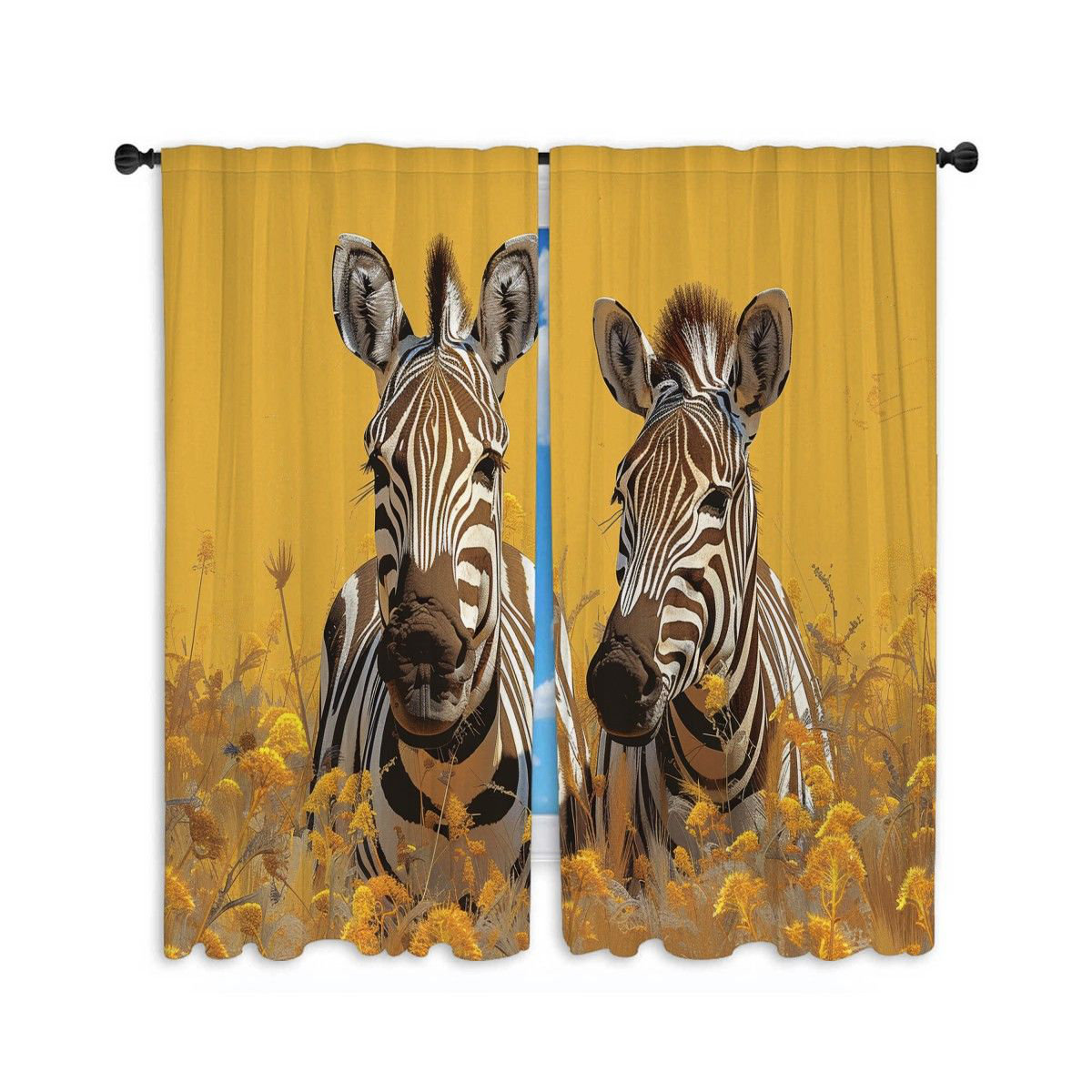 VisionDecor 11925_Zebras Window Curtains Wildlife Safari Scene Drapes ...