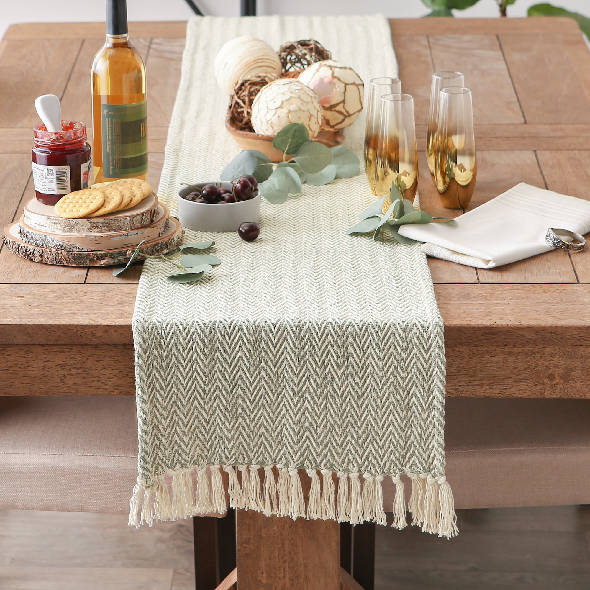 Gracie Oaks Desta Rectangle Cotton Table Runner & Reviews | Wayfair