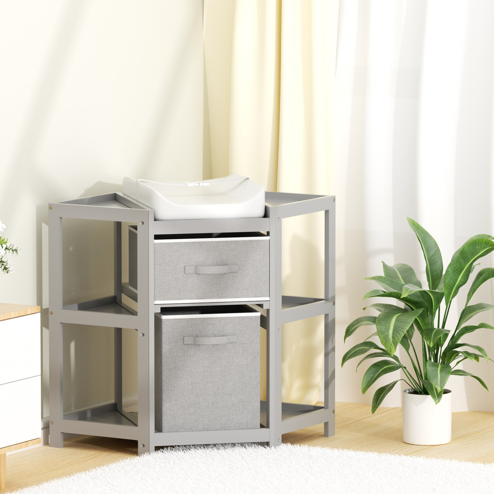 Ebern Designs Corner Changing Table With Pad | Wayfair