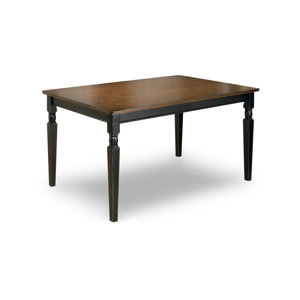 Benjara Vilo Dining Table, 60 Inch Brown Rectangular Wood, Black Turned ...