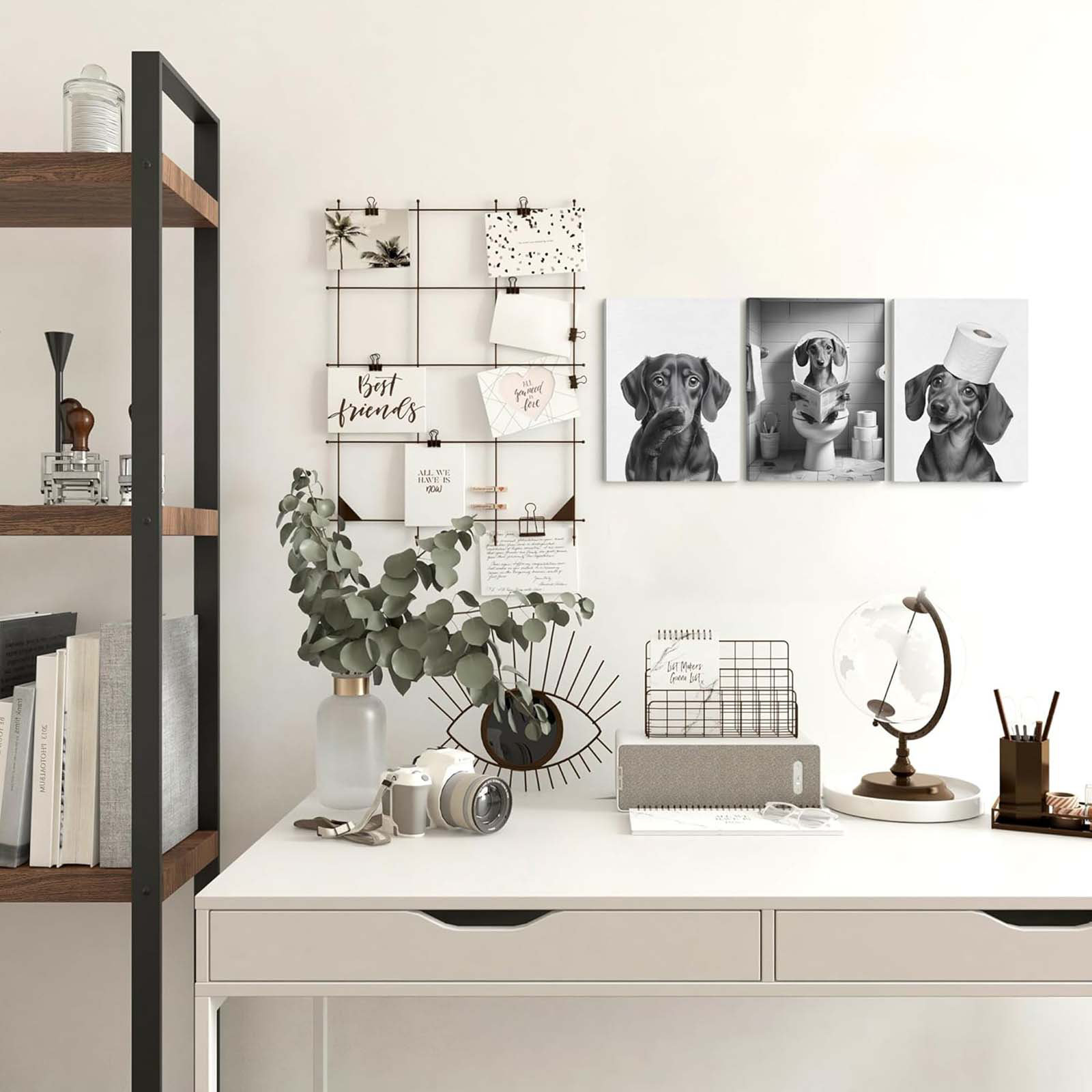 East Urban Home Funny Dachshund Bathroom Wall Art Canvas Prints Set Of ...