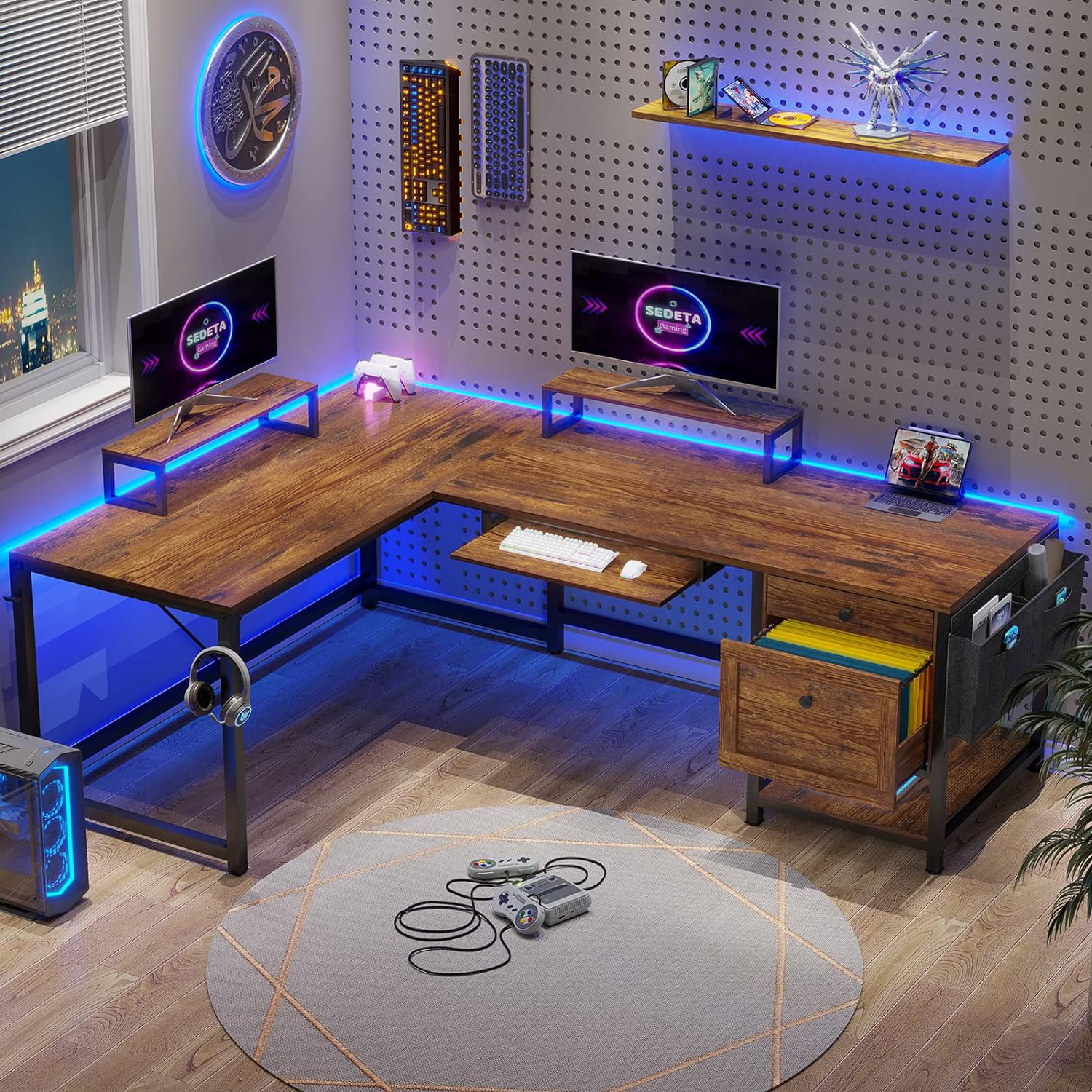 17 Stories 69" L Shaped Desk, Convertible Corner Desk To 94.5" Computer ...