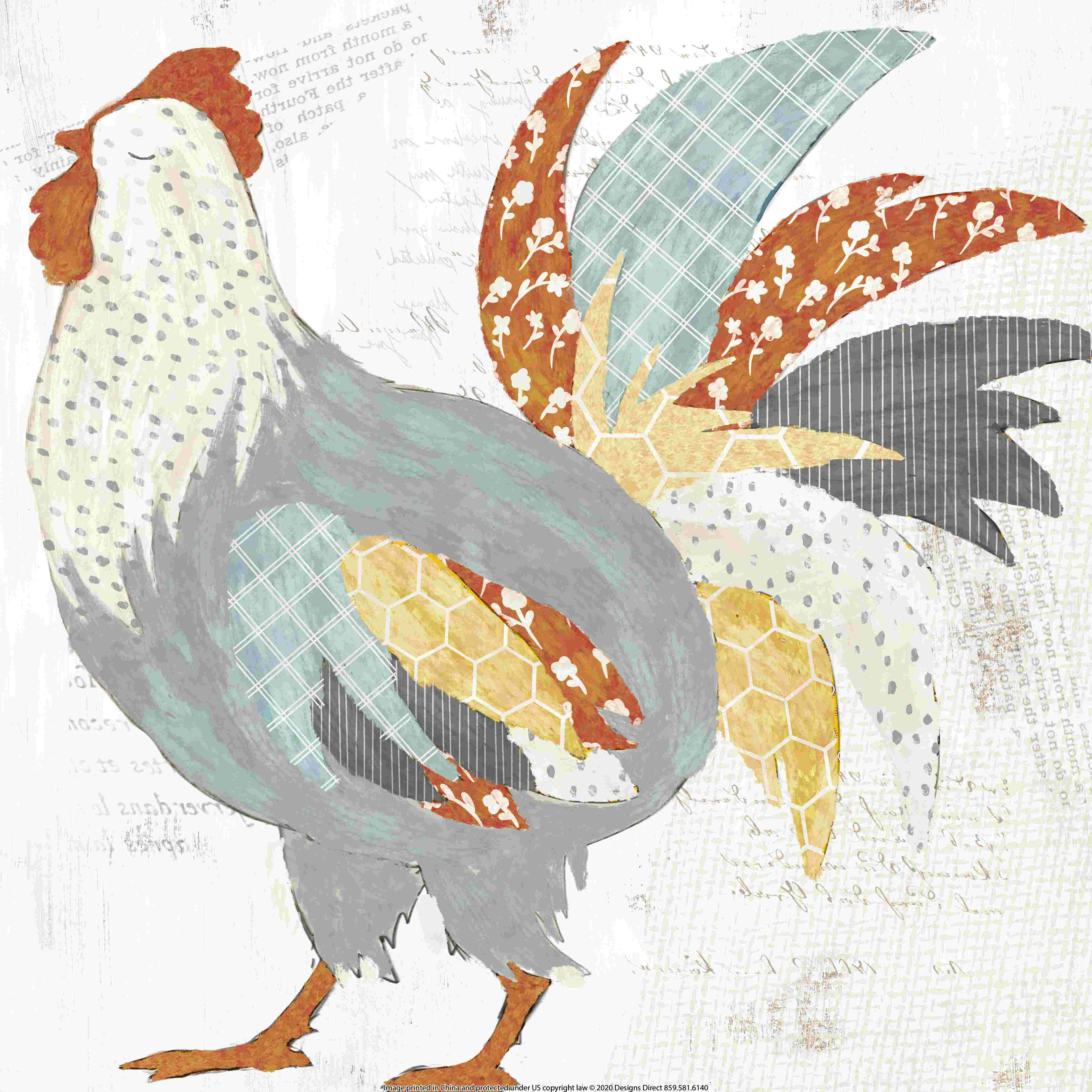 August Grove® Pattern Feather Rooster Wrapped Canvas Print | Wayfair