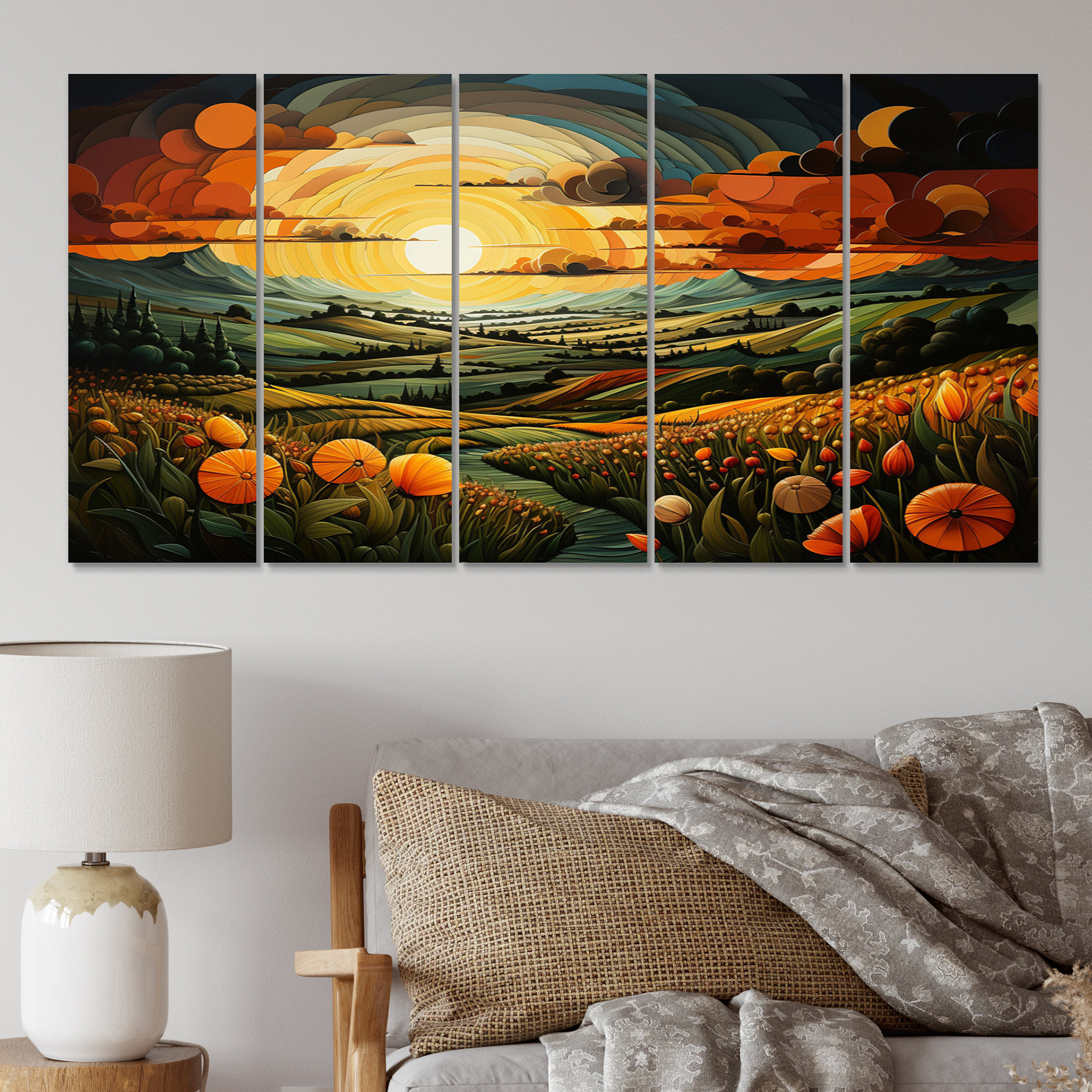 Design Art Countryside Geometric Plains I - Landscapes Metal Wall Decor ...