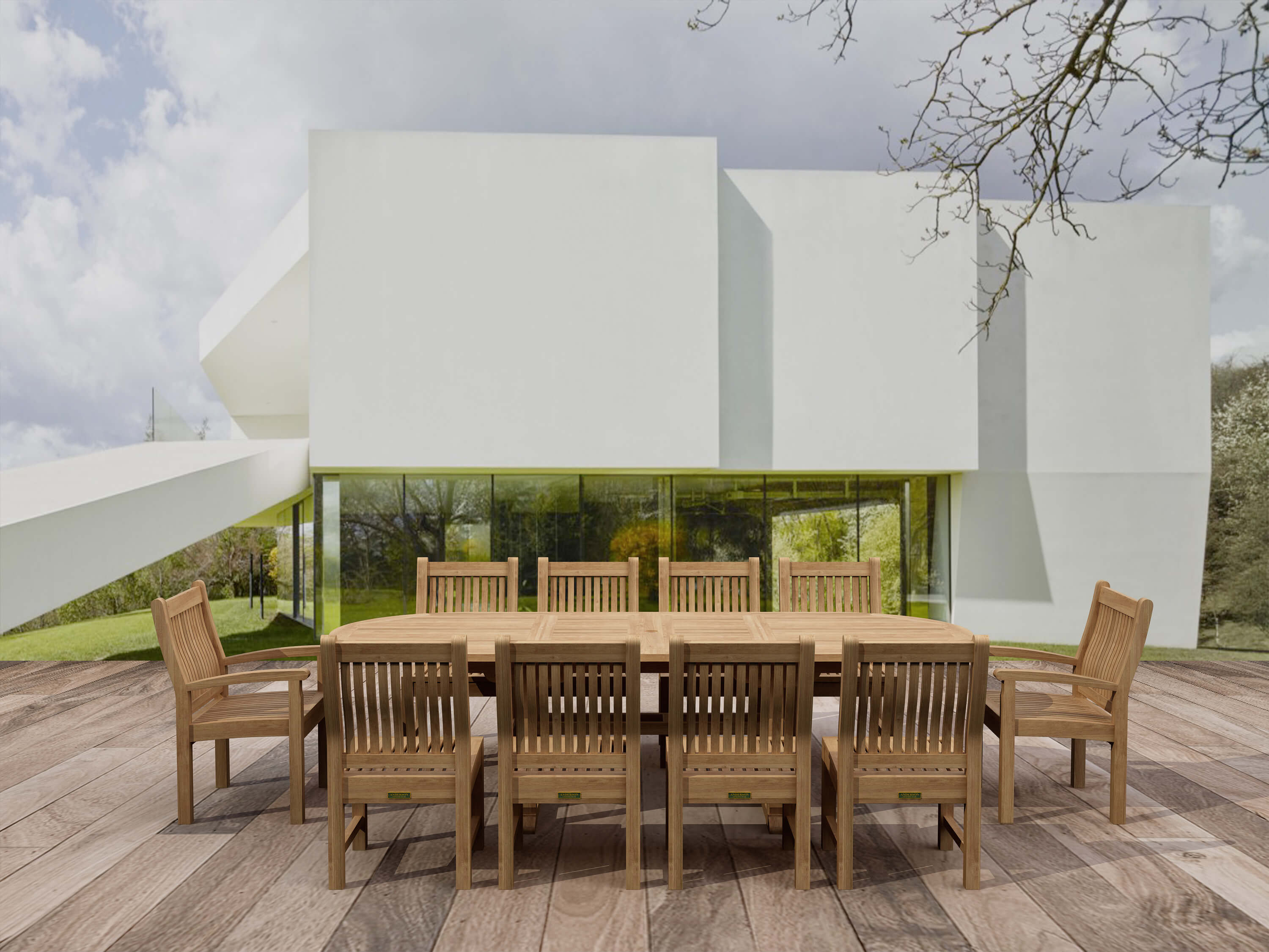 Arlmont & Co. Kia 11 Piece Teak Sunbrella Dining Set with Cushions ...