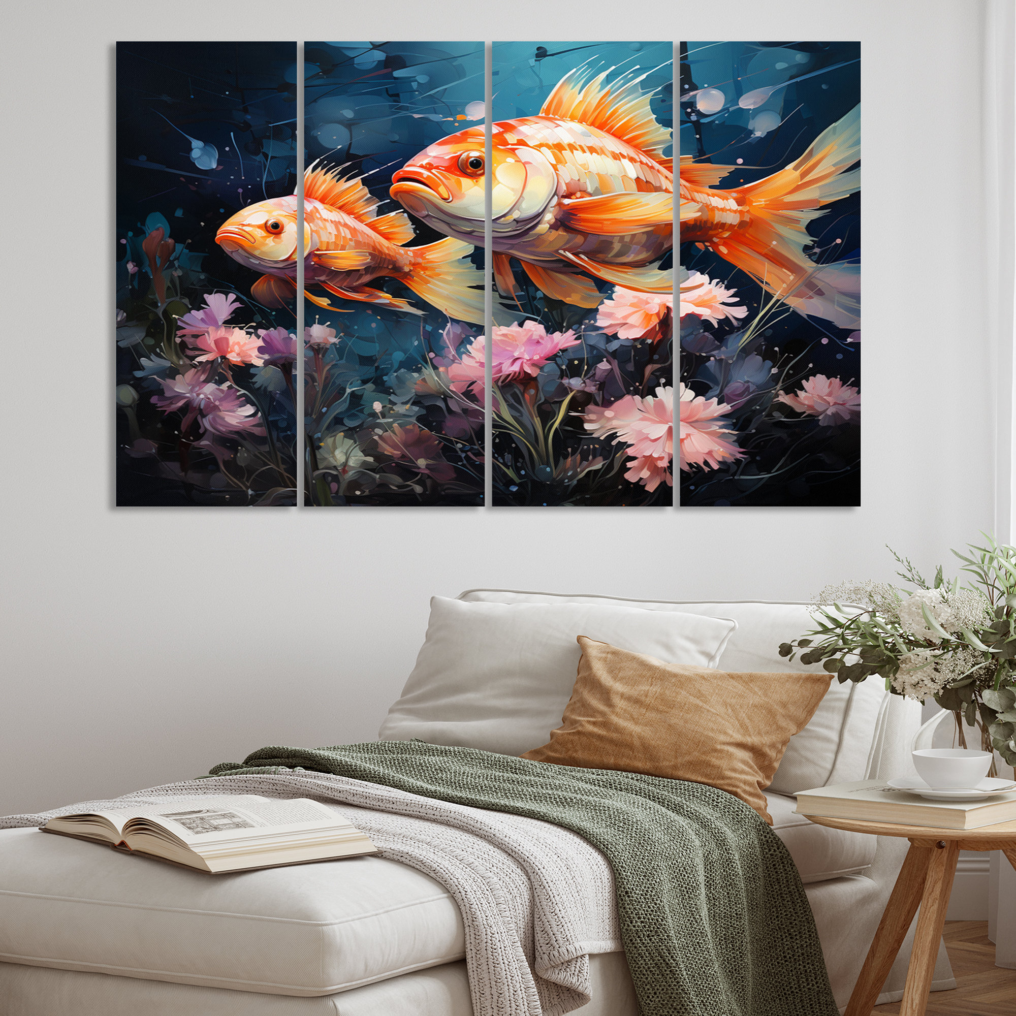 Design Art Aquariums Aquatic Dance Pointillism III - Animals Canvas ...