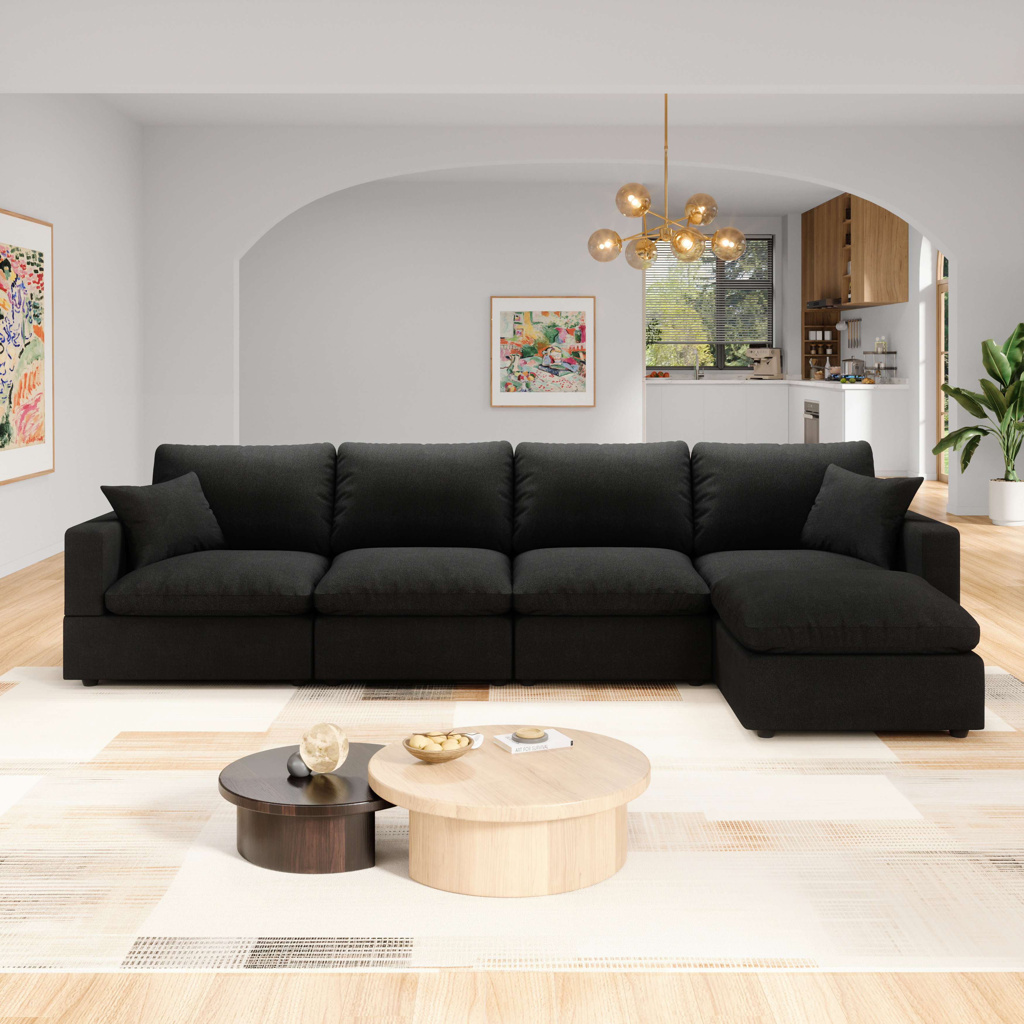 Latitude Run® Modular Sectional Sofa Couch With Ottoman, Mdoren ...