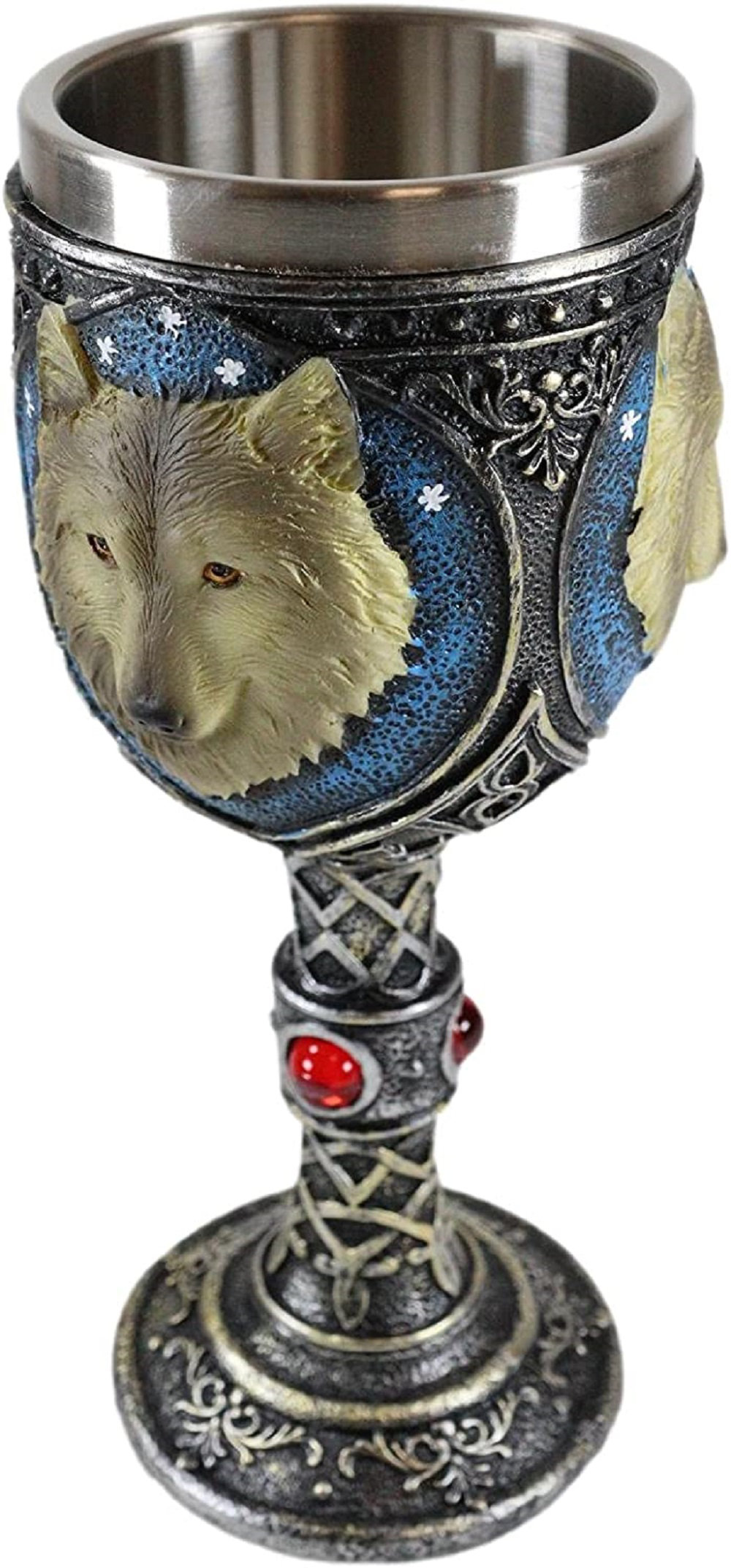 Millwood Pines Alpha Gray Wolf Celtic Magic 7Oz Wine Chalice Goblet Cup ...