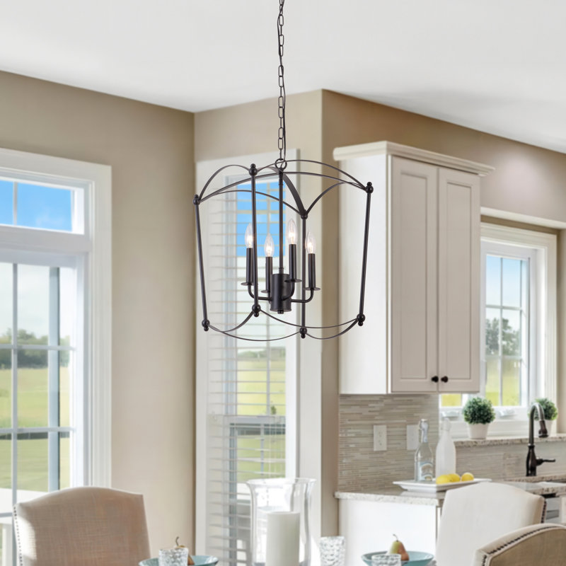 Wade Logan® Atavion 4 - Light Dimmable Square / Rectangle Chandelier ...