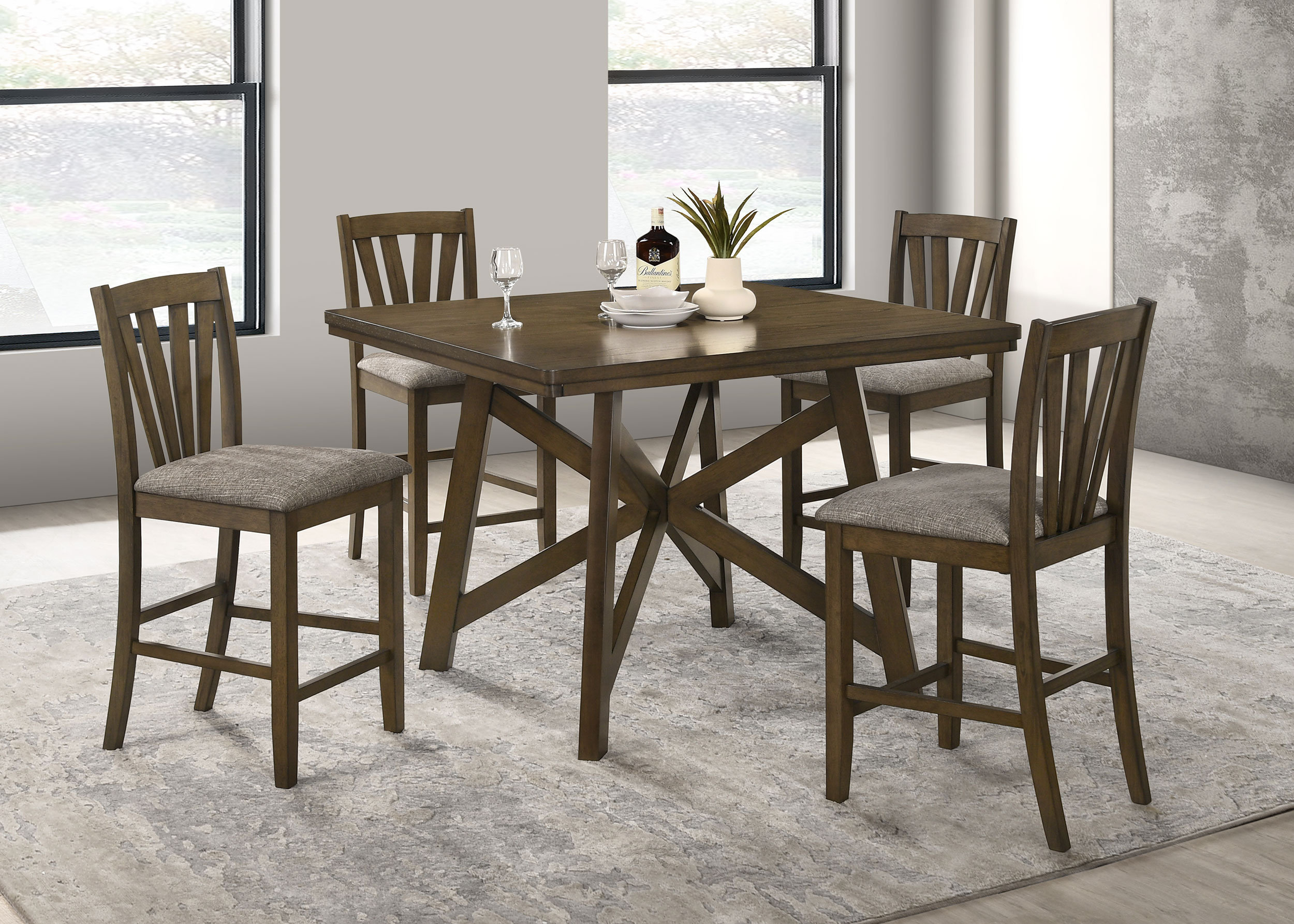 Gracie Oaks Adalia Luxury 5-Piece Set - Square Counter Height Dining ...