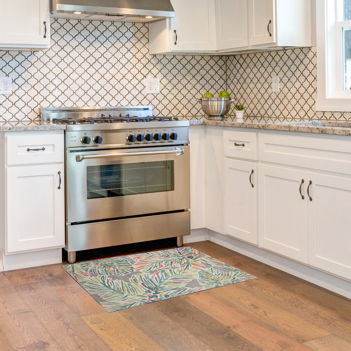 Bay Isle Home™ Kivett Floral Gray and Green Indoor Outdoor Machine ...