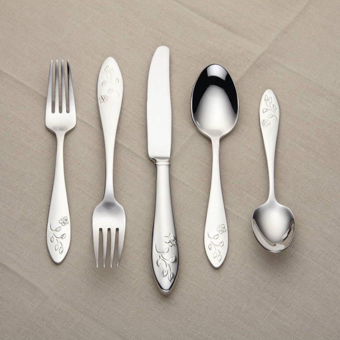 Lenox Butterfly Meadow 5 Piece 18/10 Stainless Steel Flatware Set ...