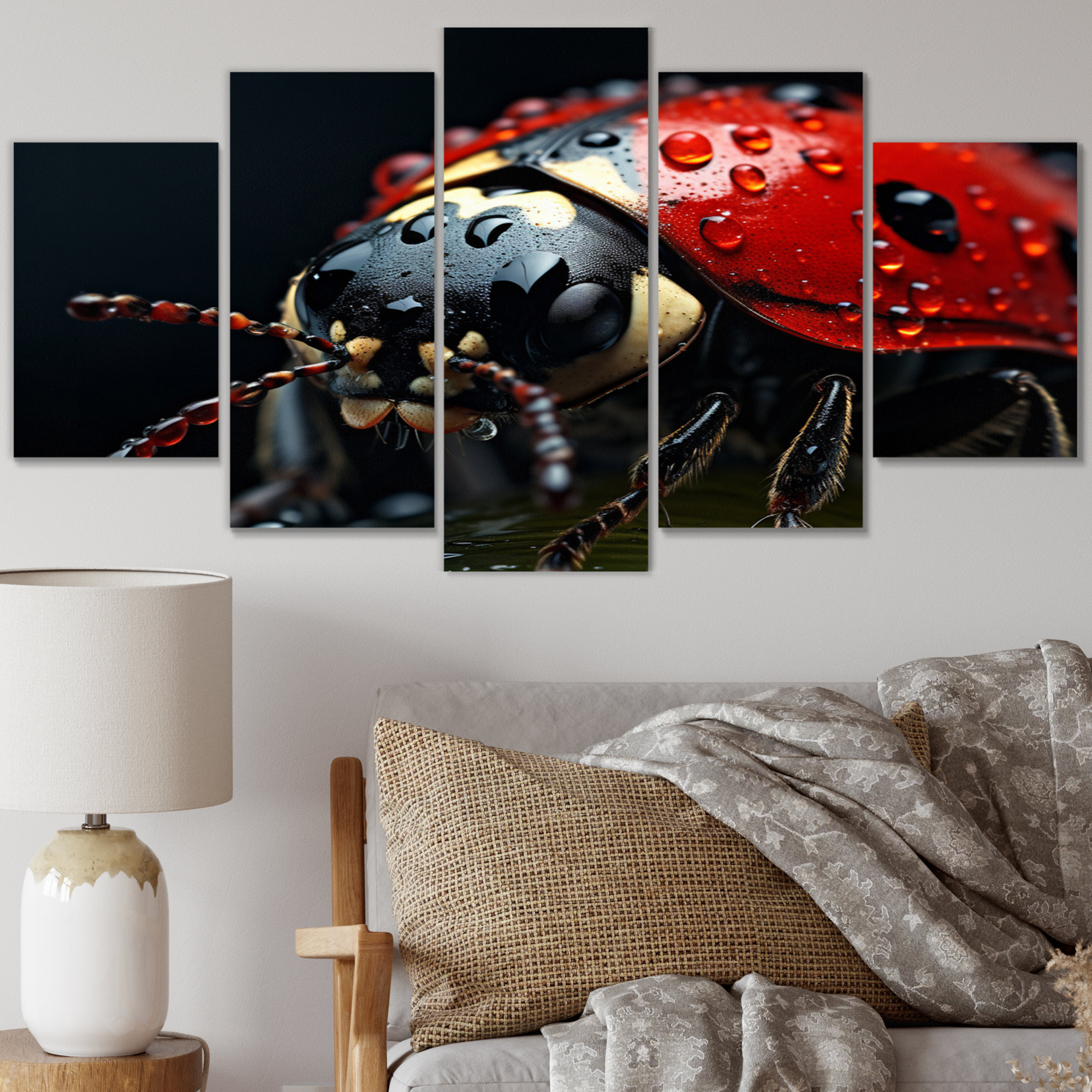 Latitude Run® Red Ladybug Portrait IV - Animals Canvas Print - 5 Panels ...