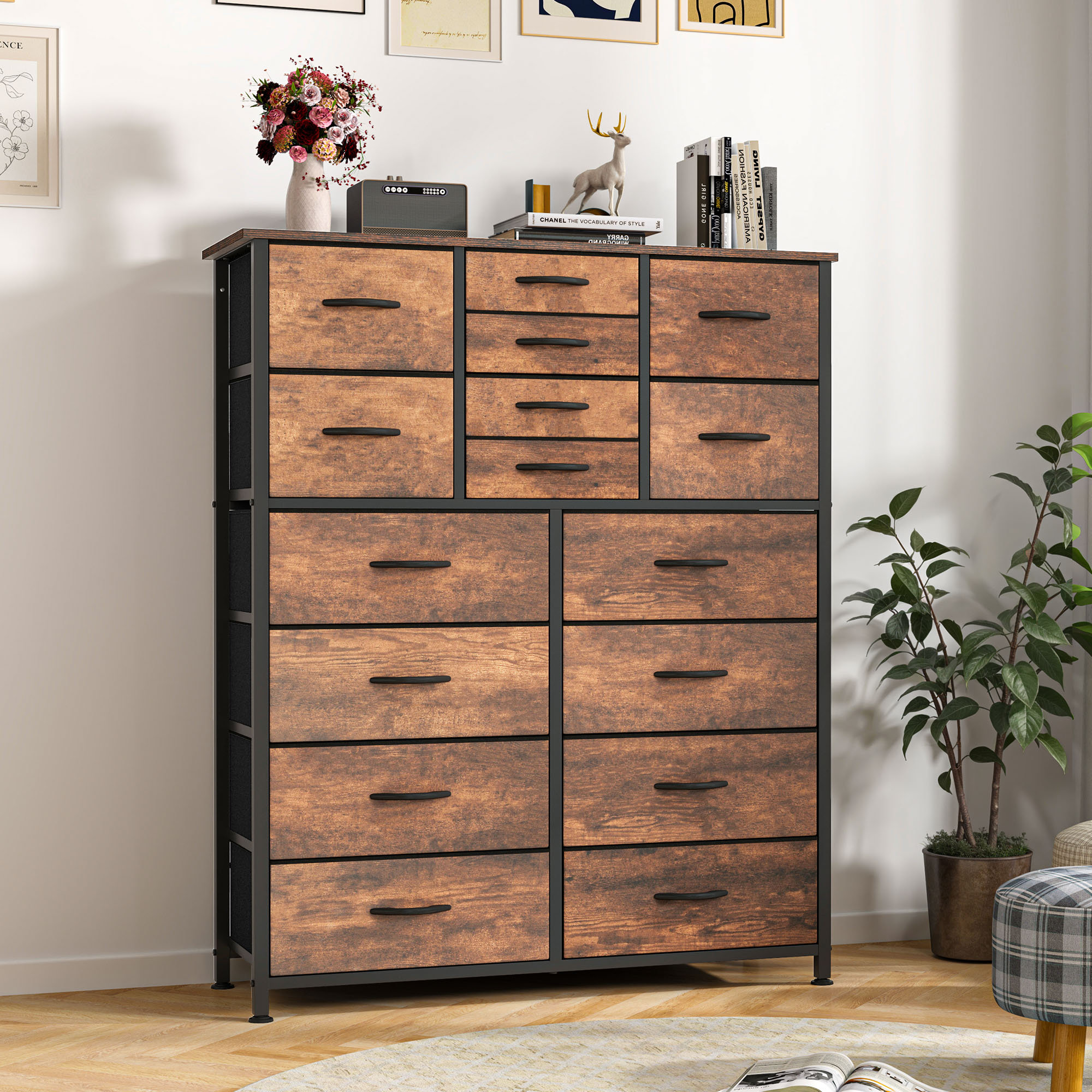 17 Stories Kelsea 16 - Drawer Dresser, Fabric Tall Dresser, Storage ...