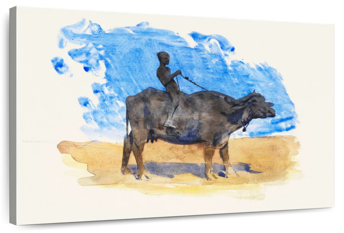 Ebern Designs Brampt Boy On Water Buffalo From Scrapbook 1879 | Wayfair
