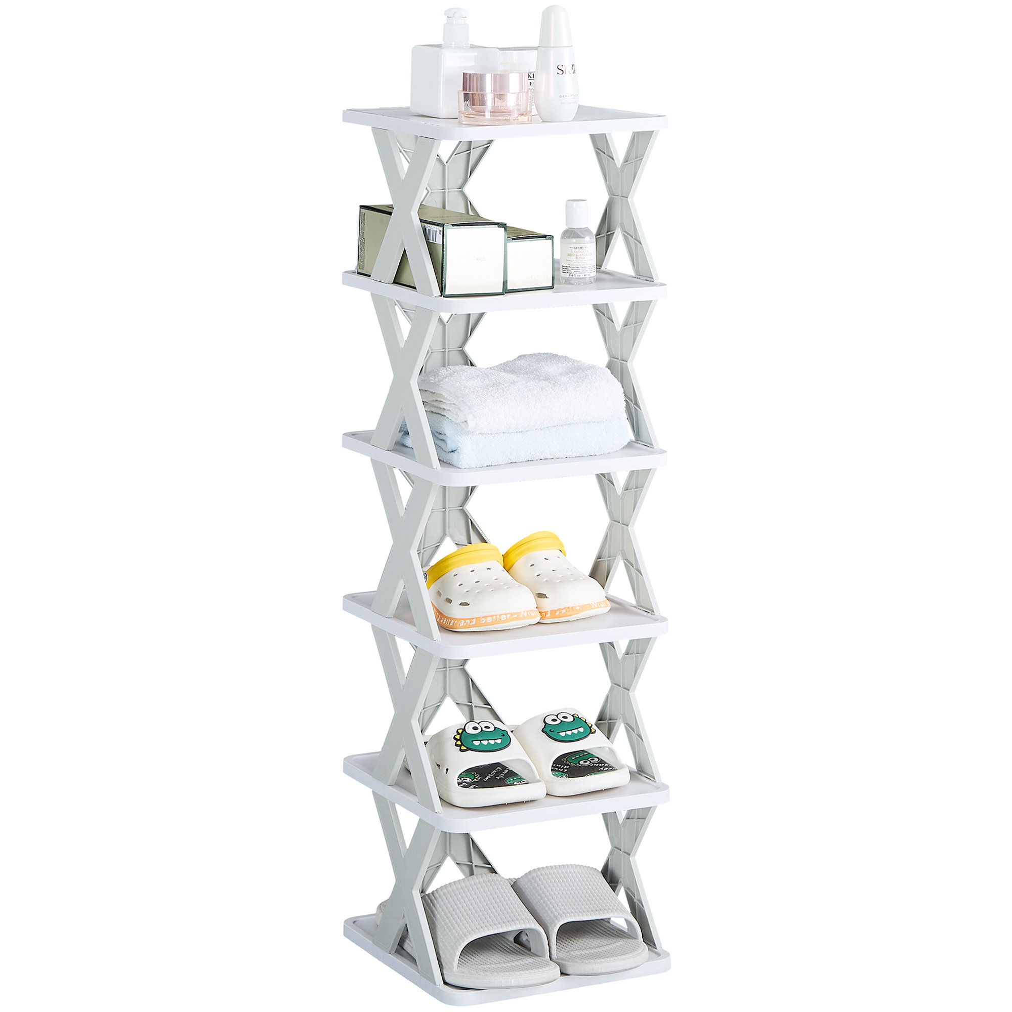 Rebrilliant Small Shoe Rack Foldable X-Shaped Design Storage Rack Saves ...