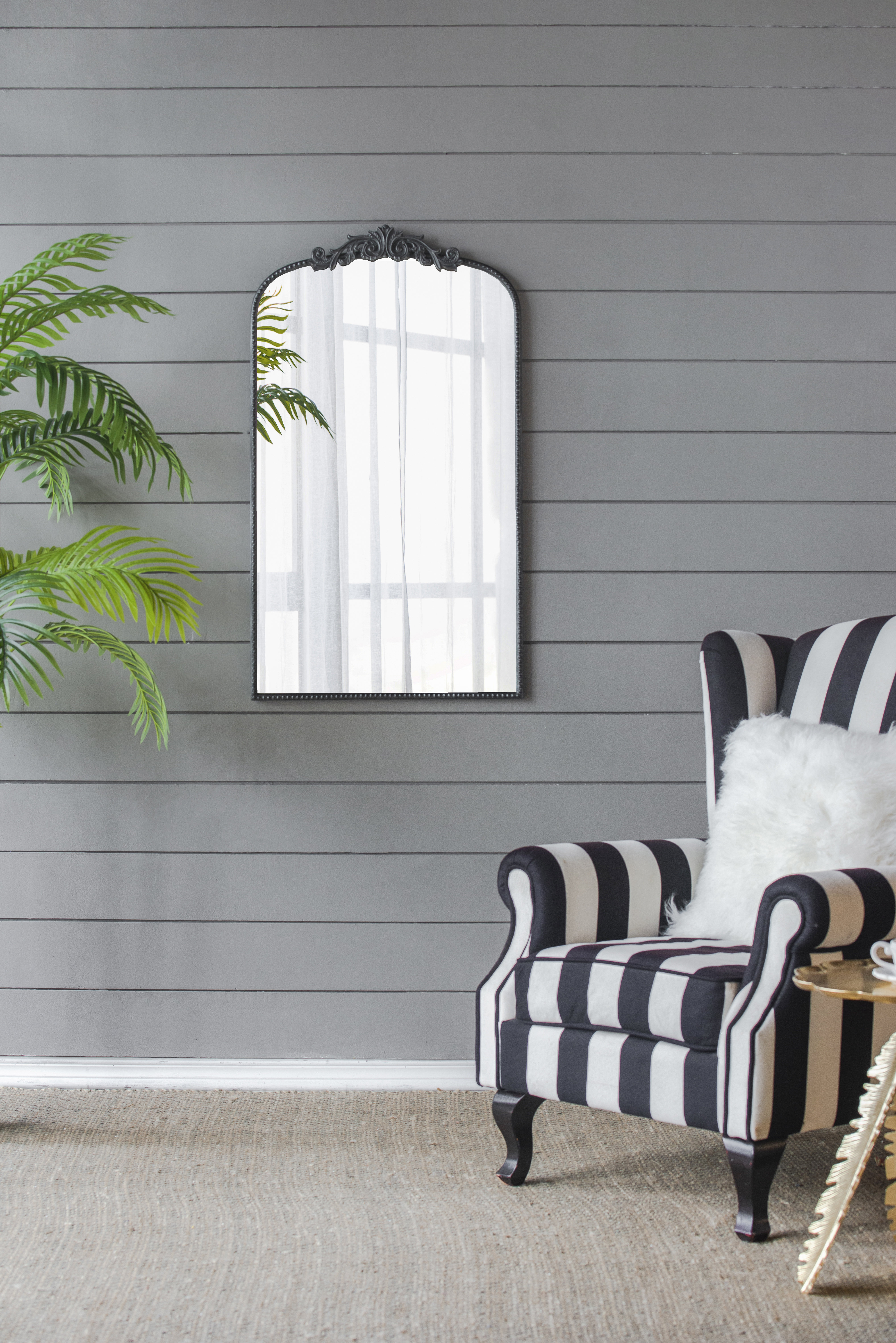 NFusion Trinity Rectangular Wall Mirror with Baroque Inspired Frame ...