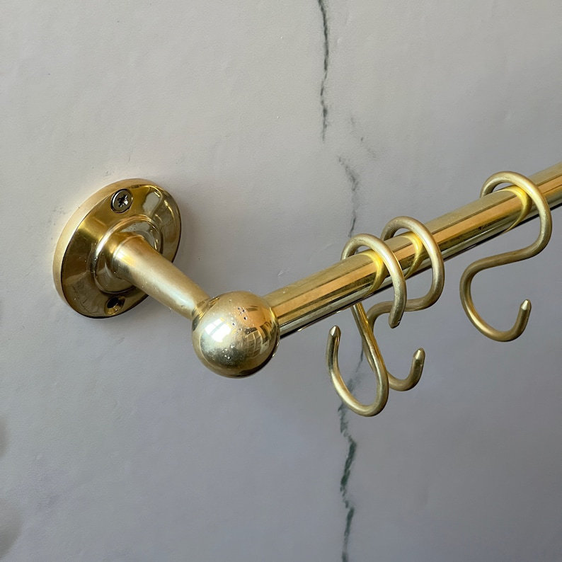 Prep & Savour Brass Kitchen Rail Rack for Hanging Accessories Modern ...