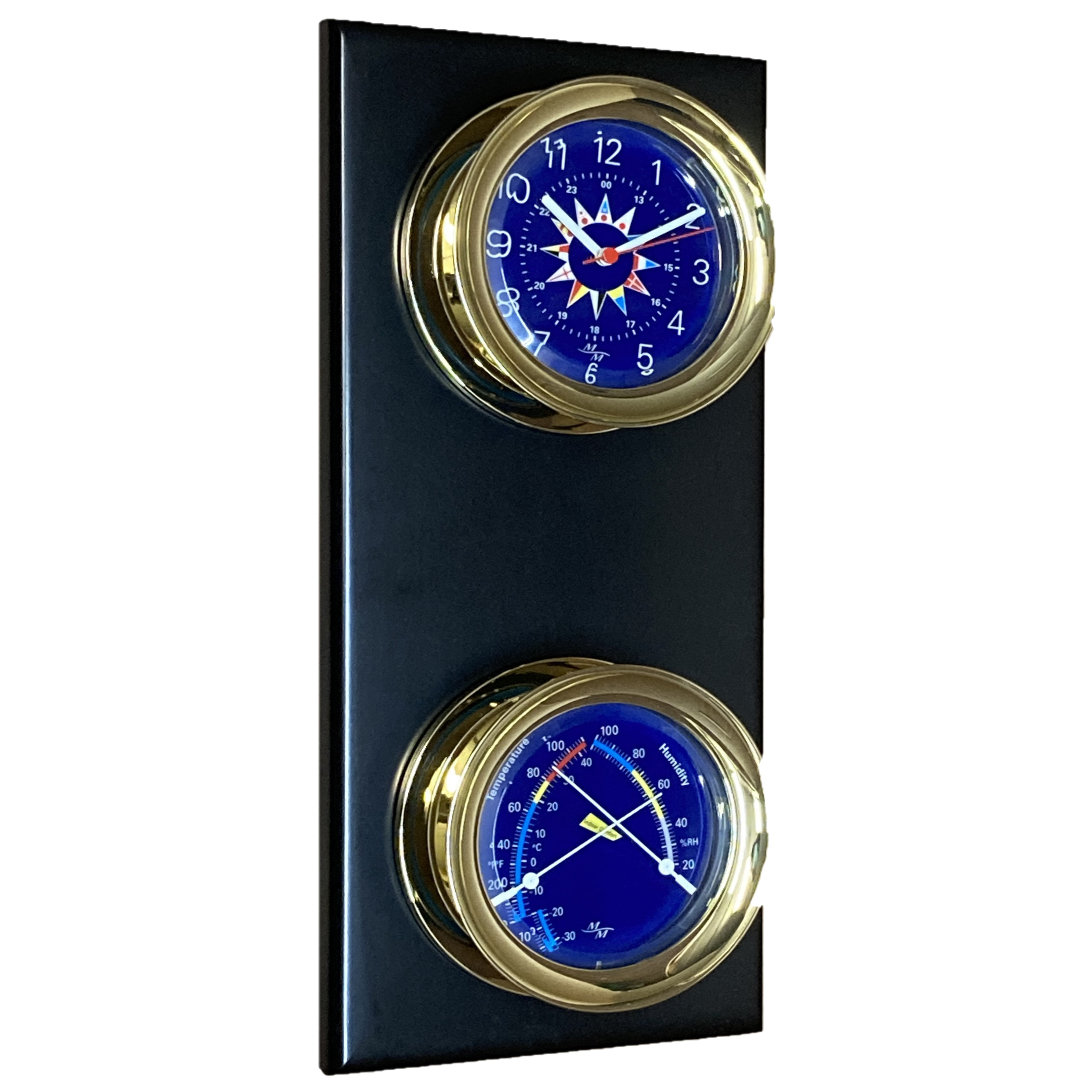Master-Mariner 5.85 Windlass Clock And Comfortmeter On An Ebony ...