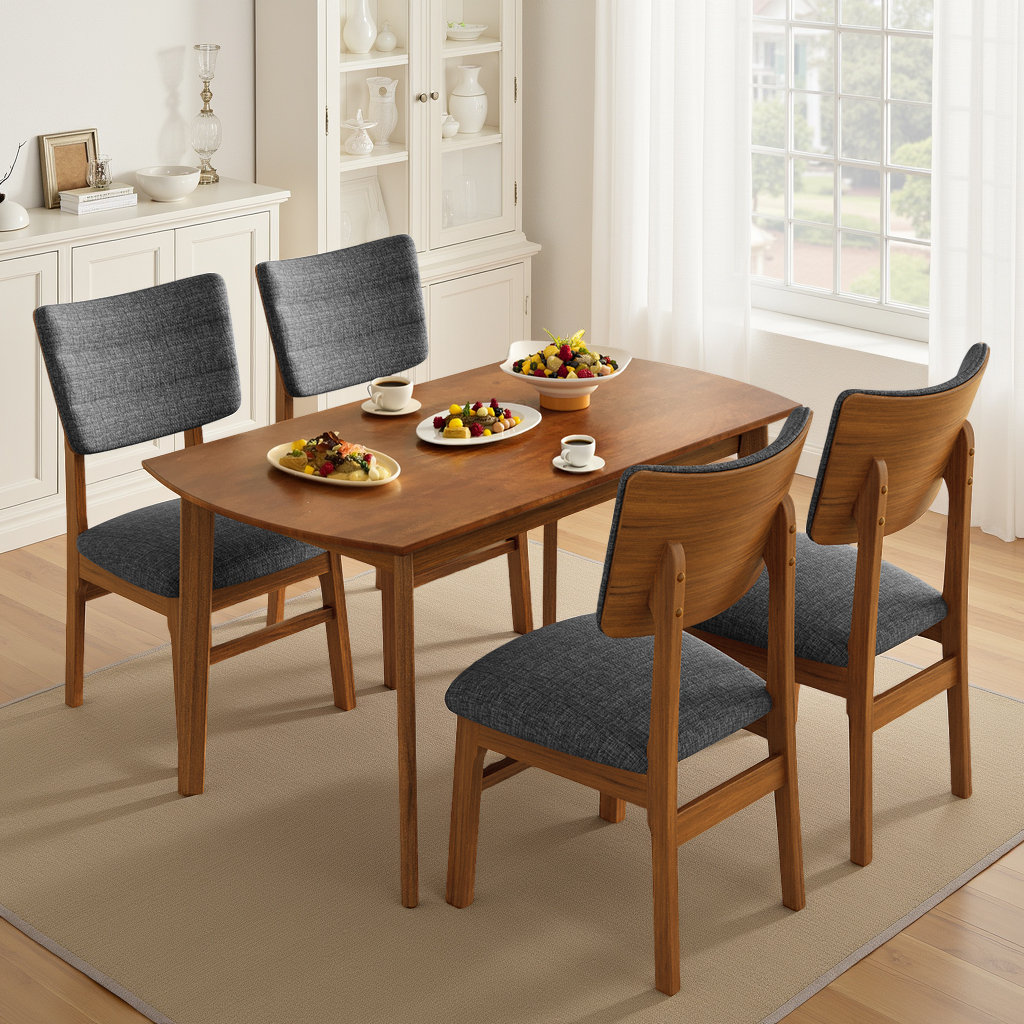 George Oliver Modern Farmhouse Dining Set, 5-Piece Solid Wood Table & 4 ...