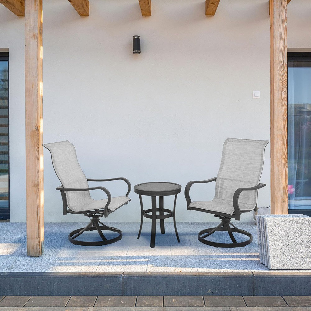 Red Barrel Studio® 3 Piece Aluminum Bistro Furniture Set With Swivel ...