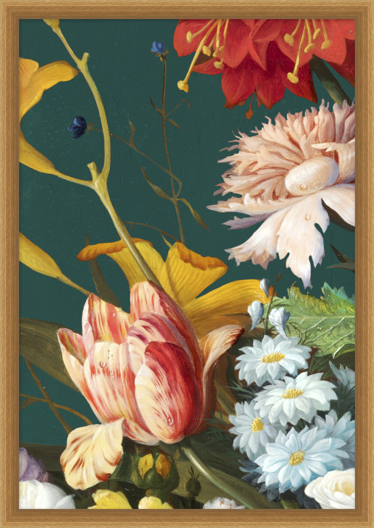 Lillian August Baroque Bouquet 3' Framed Graphic Art Print on Glass ...