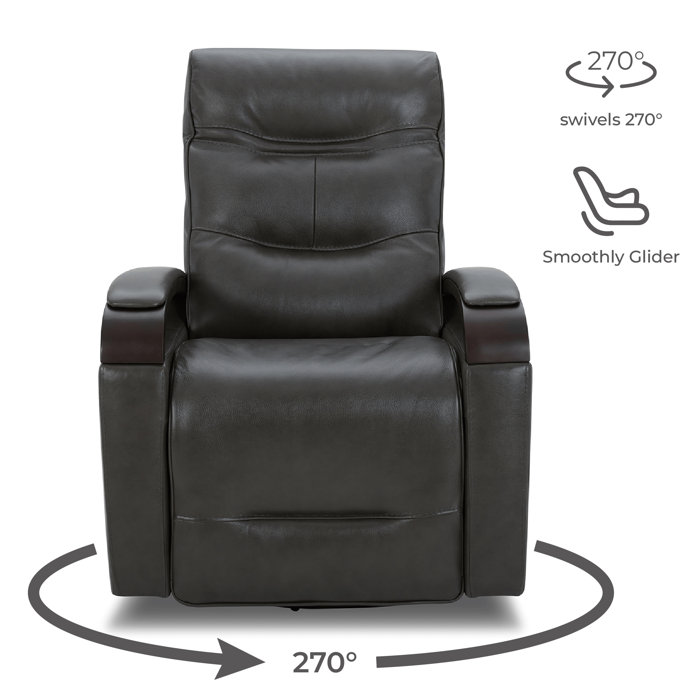Latitude Run® Elvina Genuine Leather Swivel Power Recliner & Reviews ...