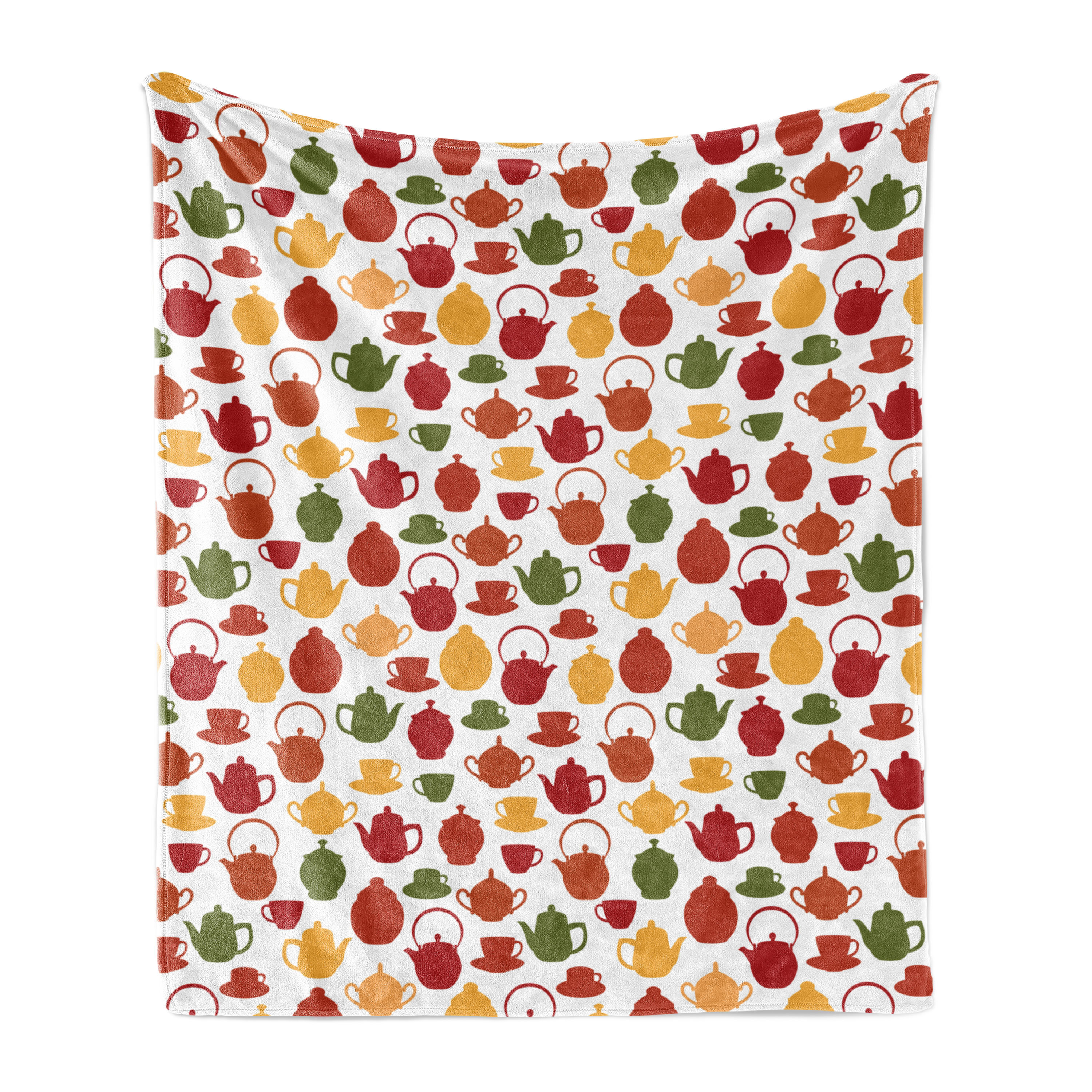 Ambesonne Tea Party Fleece Throw Blanket Cups and Teapot Motifs | Wayfair