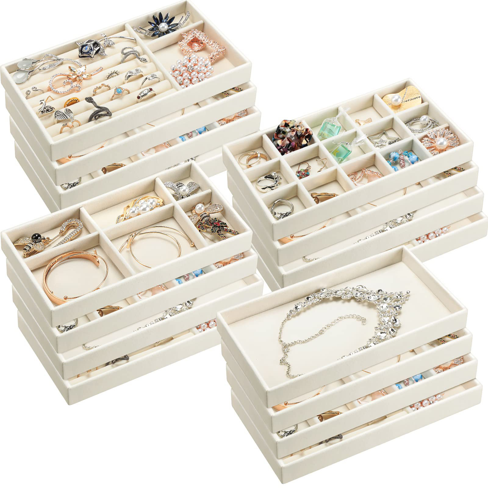 House of Hampton® 16 Pcs Stackable Jewelry Organizer Trays For Drawers ...