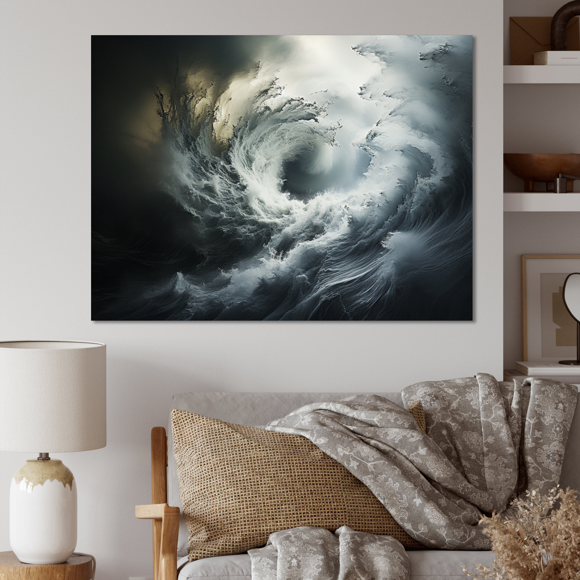 Ivy Bronx Janeth Grey Abstract Whirlwind Storm II On Canvas Print | Wayfair