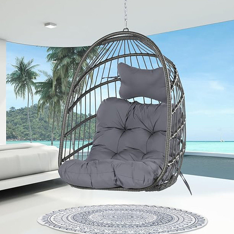 George Oliver Egg Chair No Stand Outdoor Indoor, Patio Wicker Swing ...