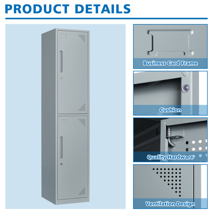 Steelcube Metal 2 - Tier 15'' Gym & Locker Room Locker with Built In ...