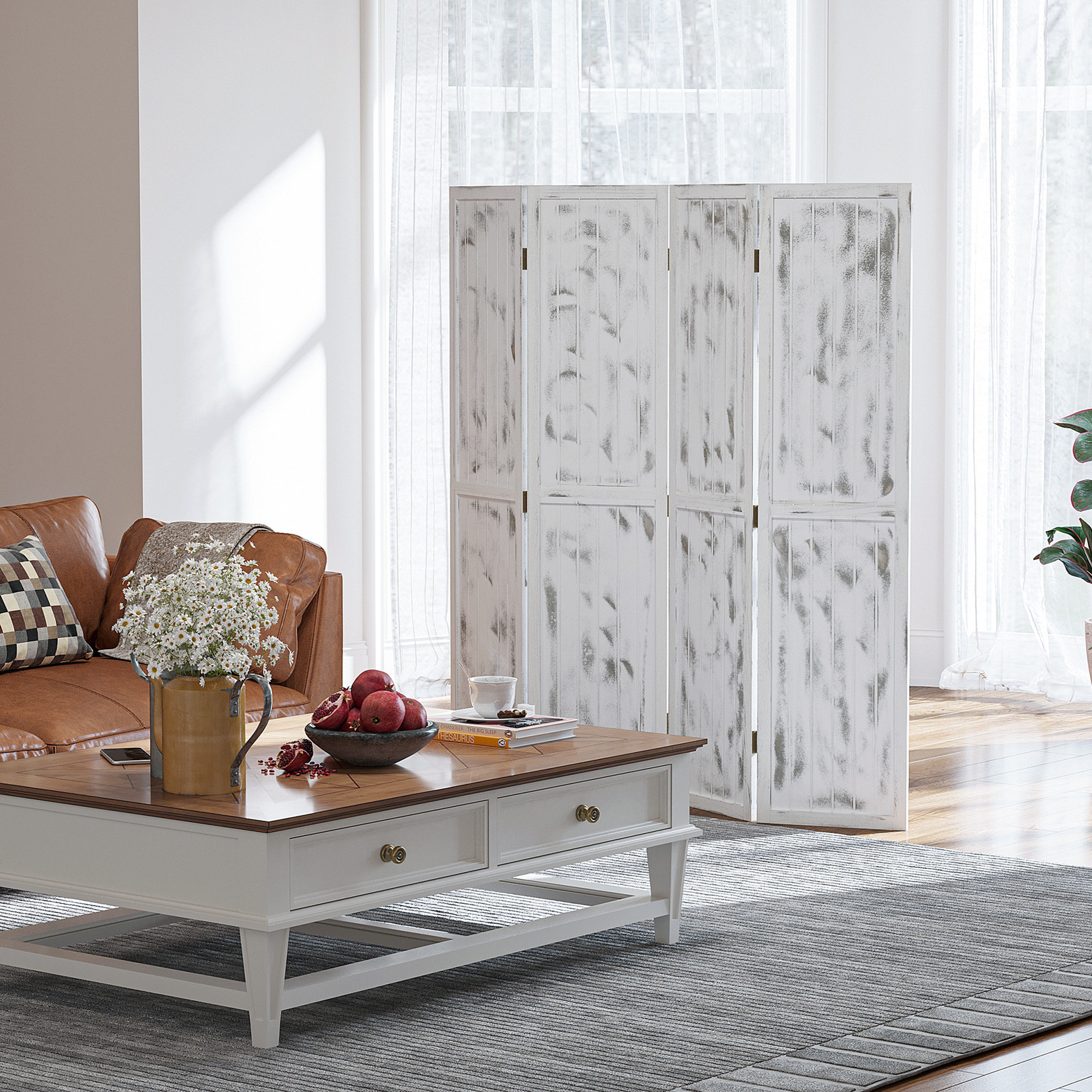 Gracie Oaks 4 Panel Room Divider Folding Privacy Screen Panels ...