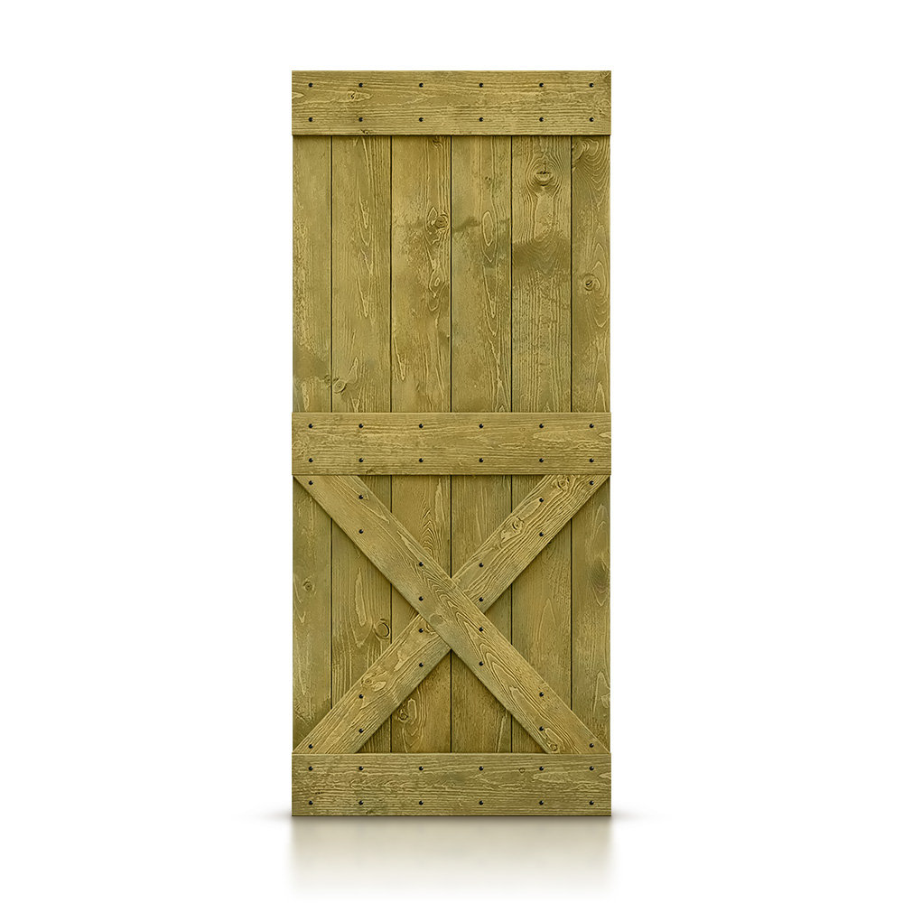 Calhome Panelled Wood Green Stained Mini X Series Diy Barn Door Without ...