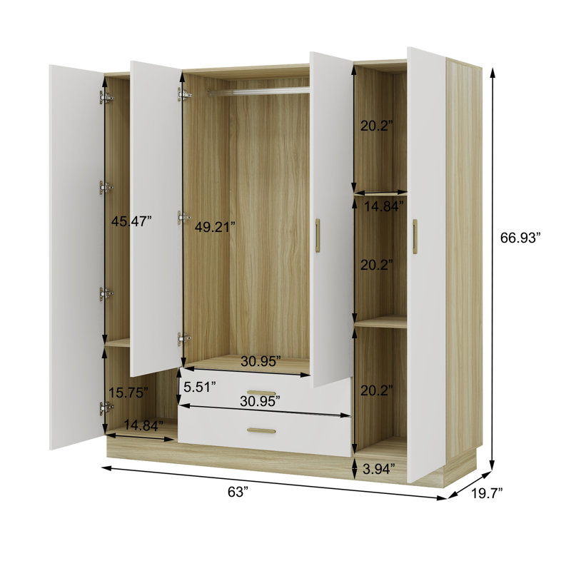 Latitude Run® Double Hanging Area Freestanding Wardrobe Armoire with ...