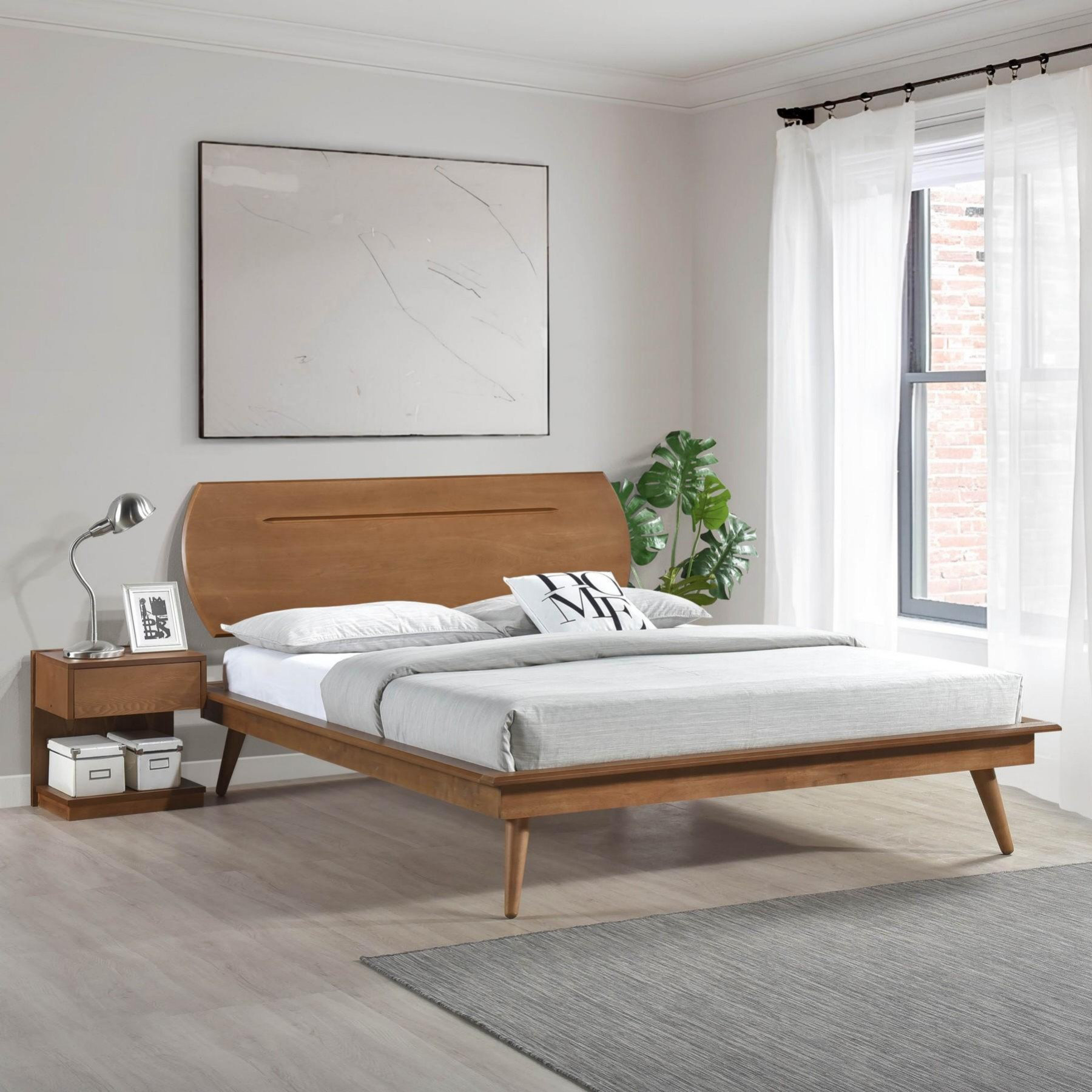 Rosecliff Heights Country Casual Style Platform Bed with Oval Headboard ...