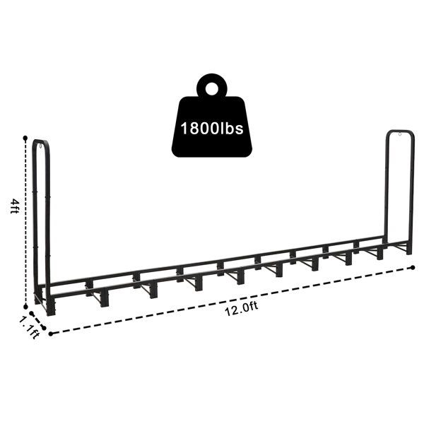 Werph 12FT Firewood Rack Outdoor,Heavy Duty Firewood Storage Rack ...