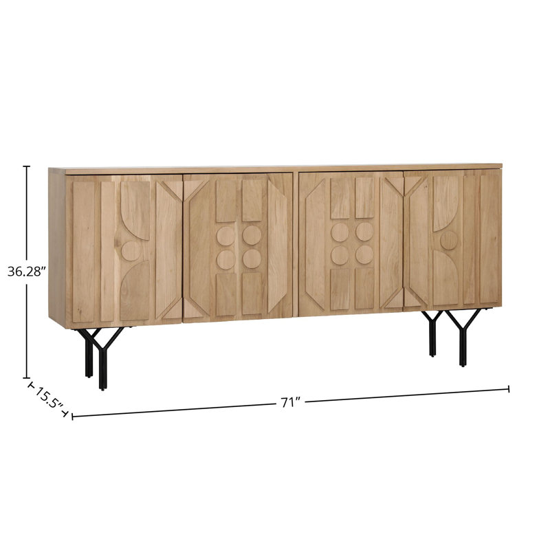 Dovetail Furniture Boise 71" Wide Solid Wood Sideboard | Wayfair