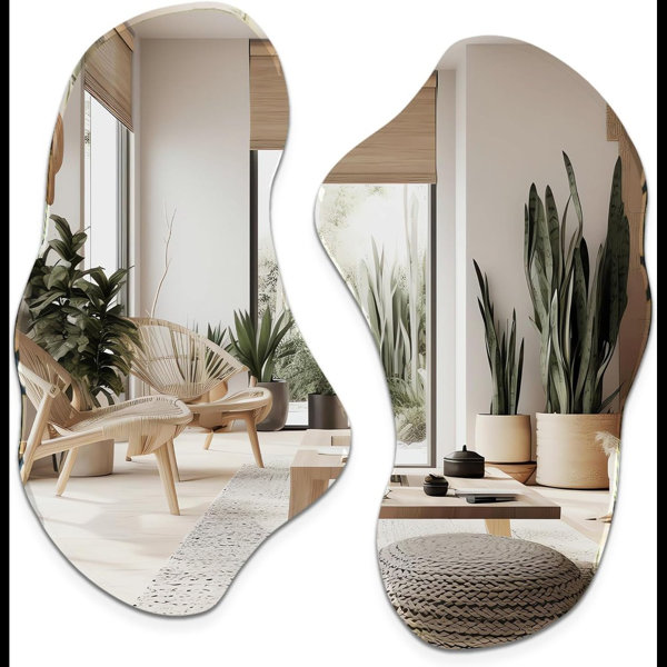 Ivy Bronx Irregular Wall Mirror, Set Of 2, 31.5 X 17.5, Asymmetrical ...